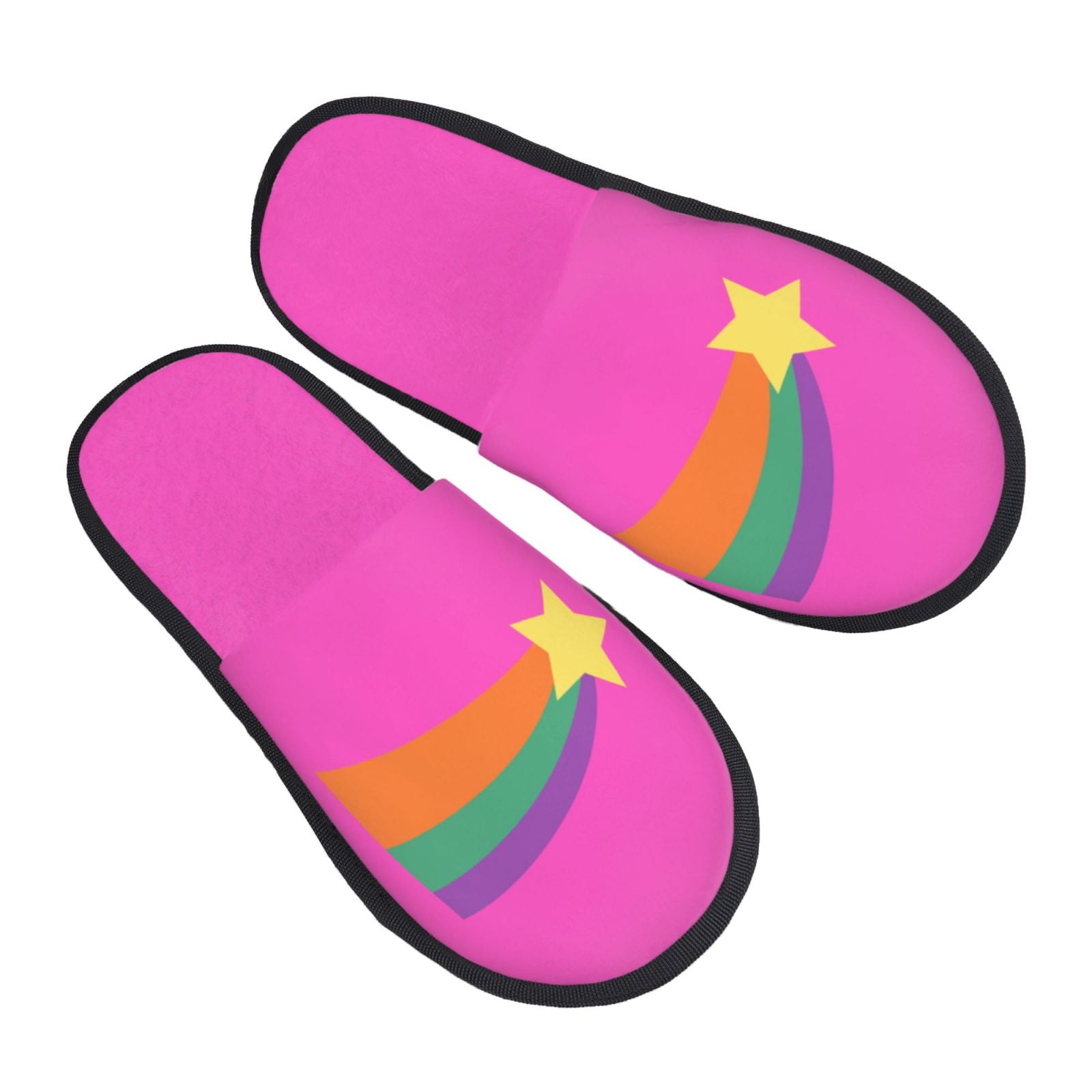 Gravity Falls Mabel Rainbow Star Furry Slippers For Men Women Fuzzy ...