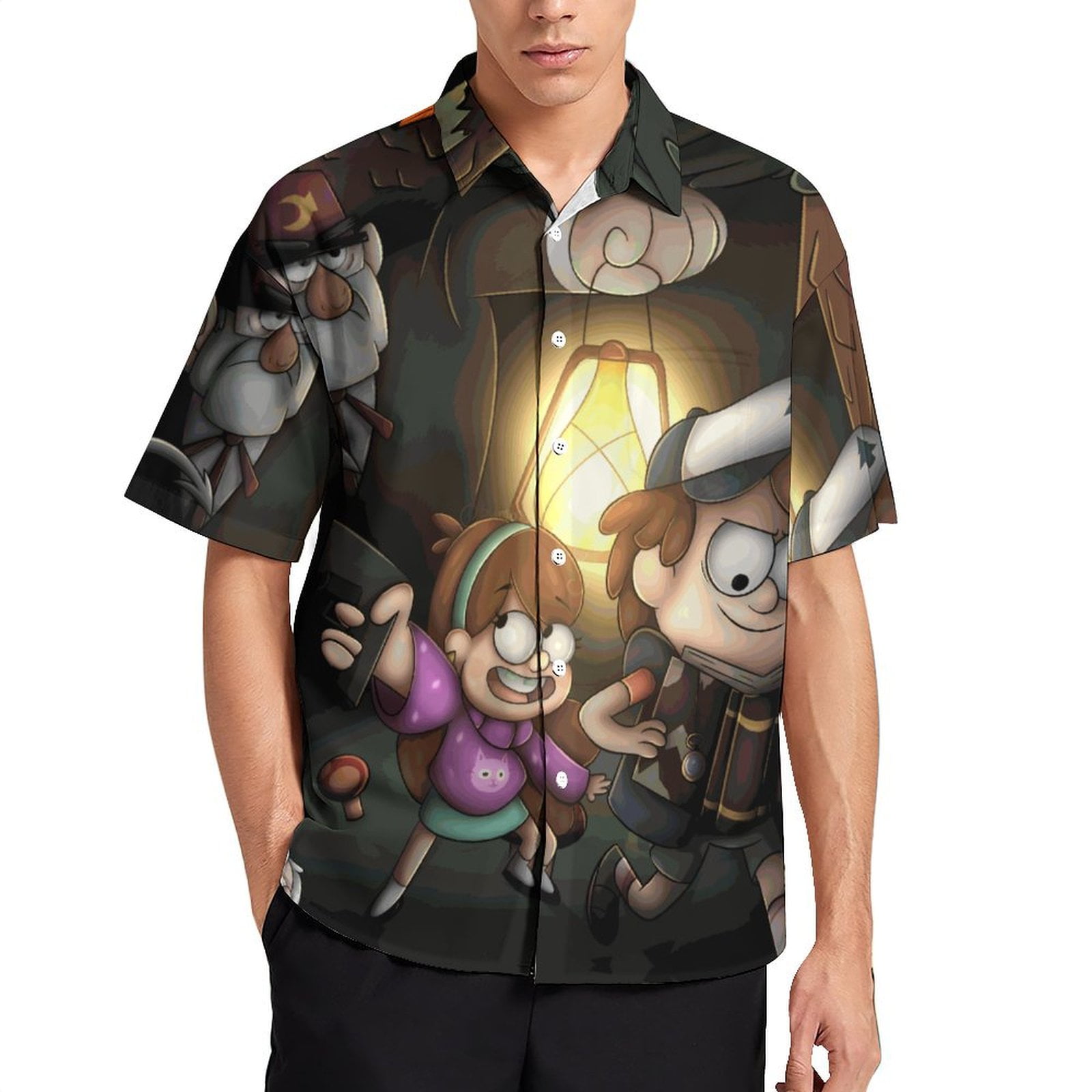 Gravity Falls Men's Hawaiian Shirt Short Sleeve Tropical Vacation ...