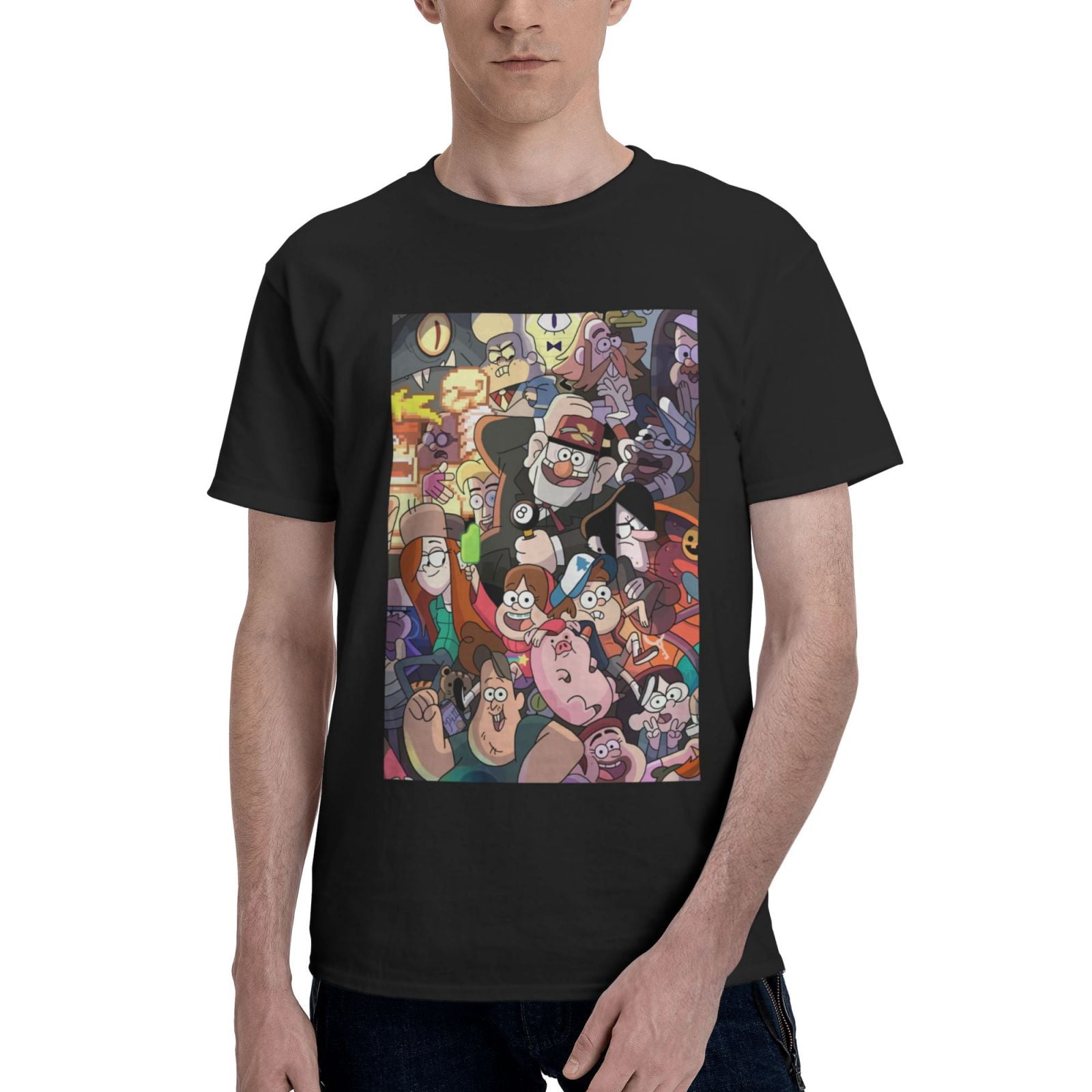 Gravity Falls Mens Tshirts Casual Fit Short Sleeve T-Shirts Soft ...