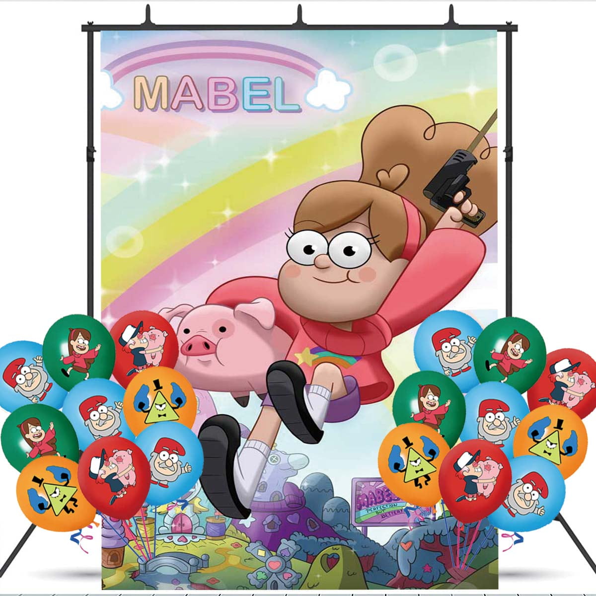 Gravity Falls Party Decorations Backdrop Banner Balloons Taspestry Wall ...