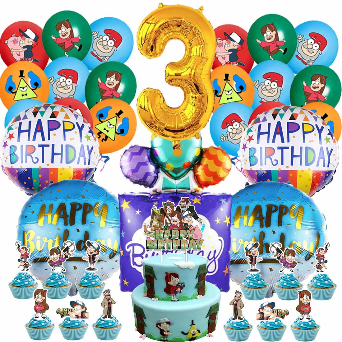 Gravity Falls Party Supplies 3rd Decor Kit Balloons Birthday Cake ...