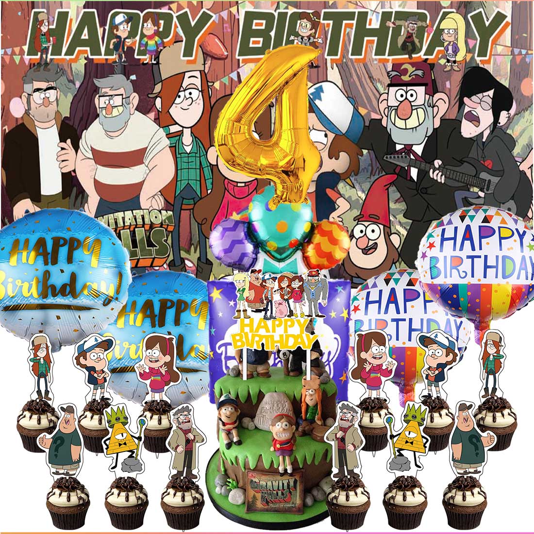 Gravity Falls Party Supplies Decor 4th Kit Balloons Birthday Cake ...