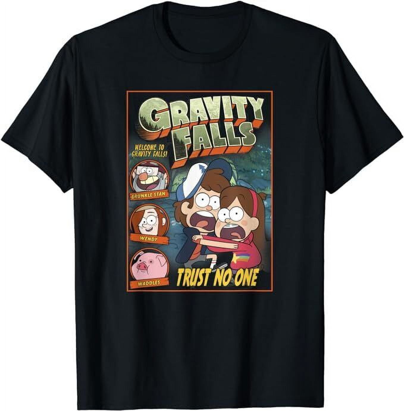 Gravity Falls Trust No One Scared Dipper & Mabel T-Shirt - Walmart.com
