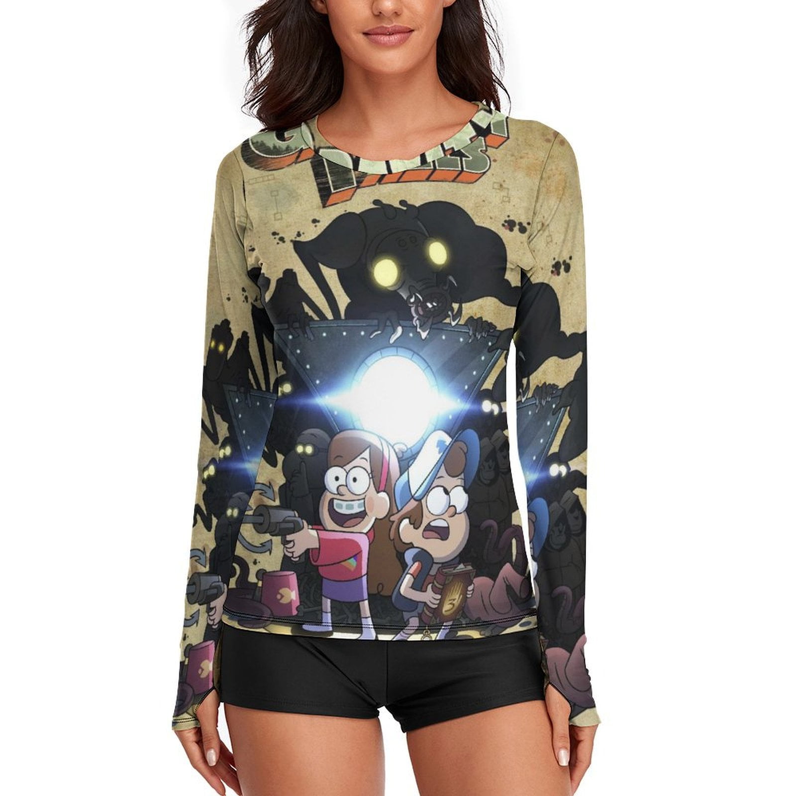 Gravity Falls Women's Sunscreen Shirt Long Sleeve Workout Tops Crewneck ...