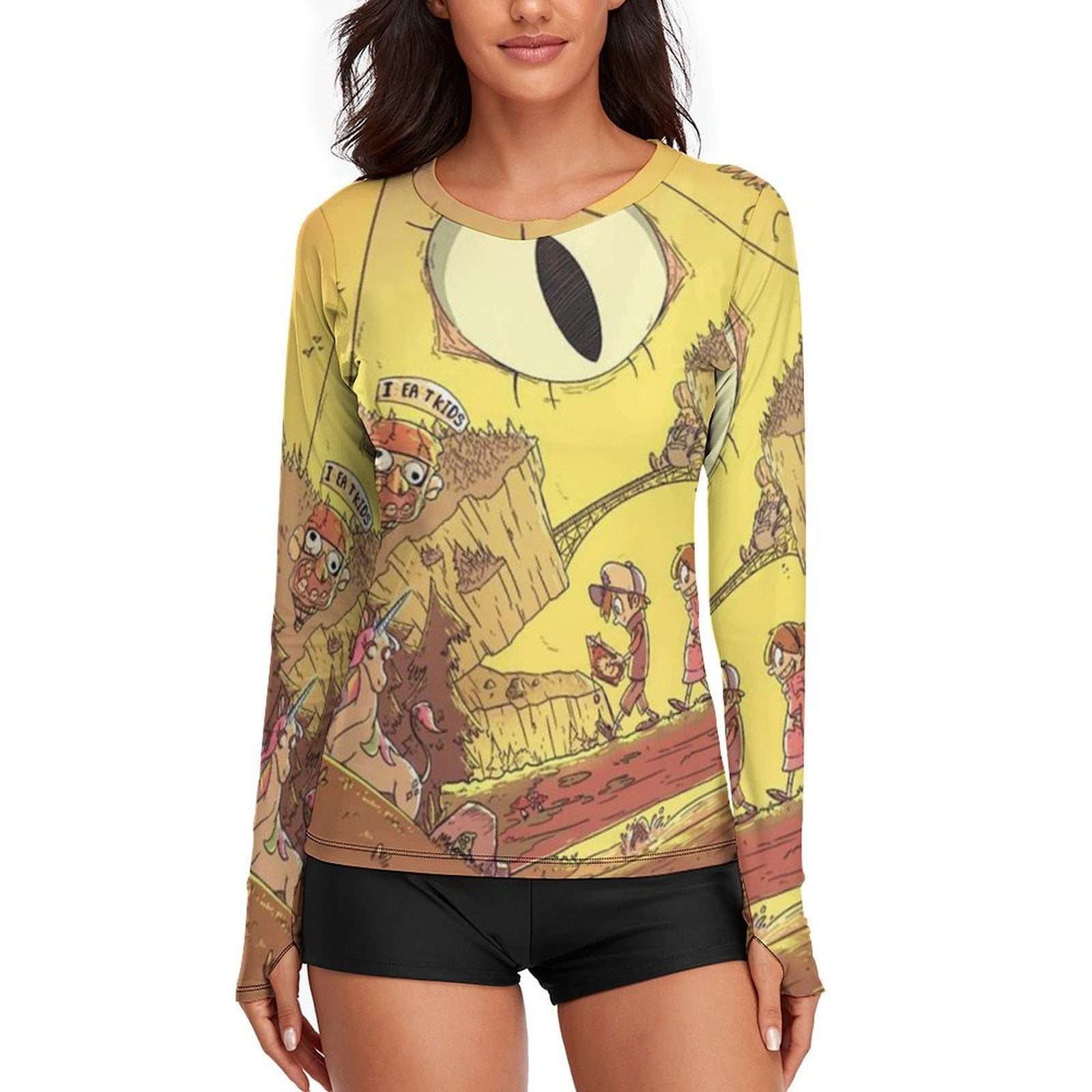 Gravity Falls Women's Sunscreen Shirt Long Sleeve Workout Tops Crewneck ...