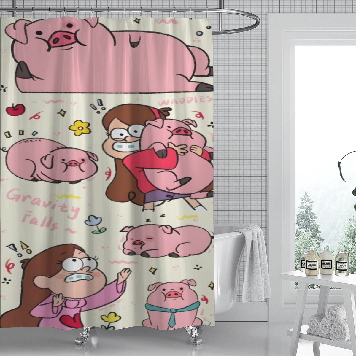 Gravity Falls shower curtain presents a beloved design, is waterproof ...
