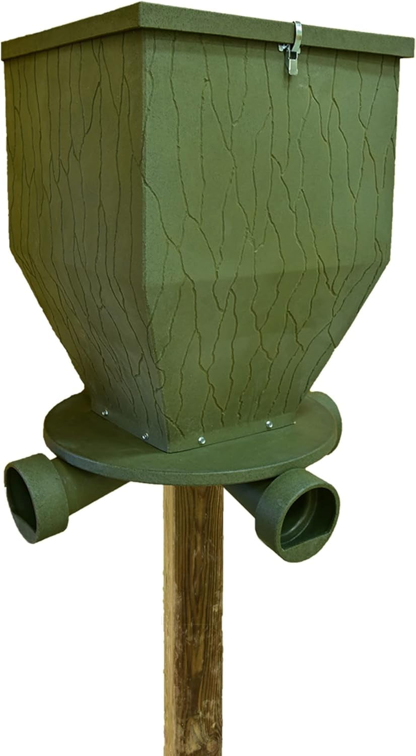 Gravity Fed Post Mounted Weatherproof Feed Bank Deer and Game Hunting ...