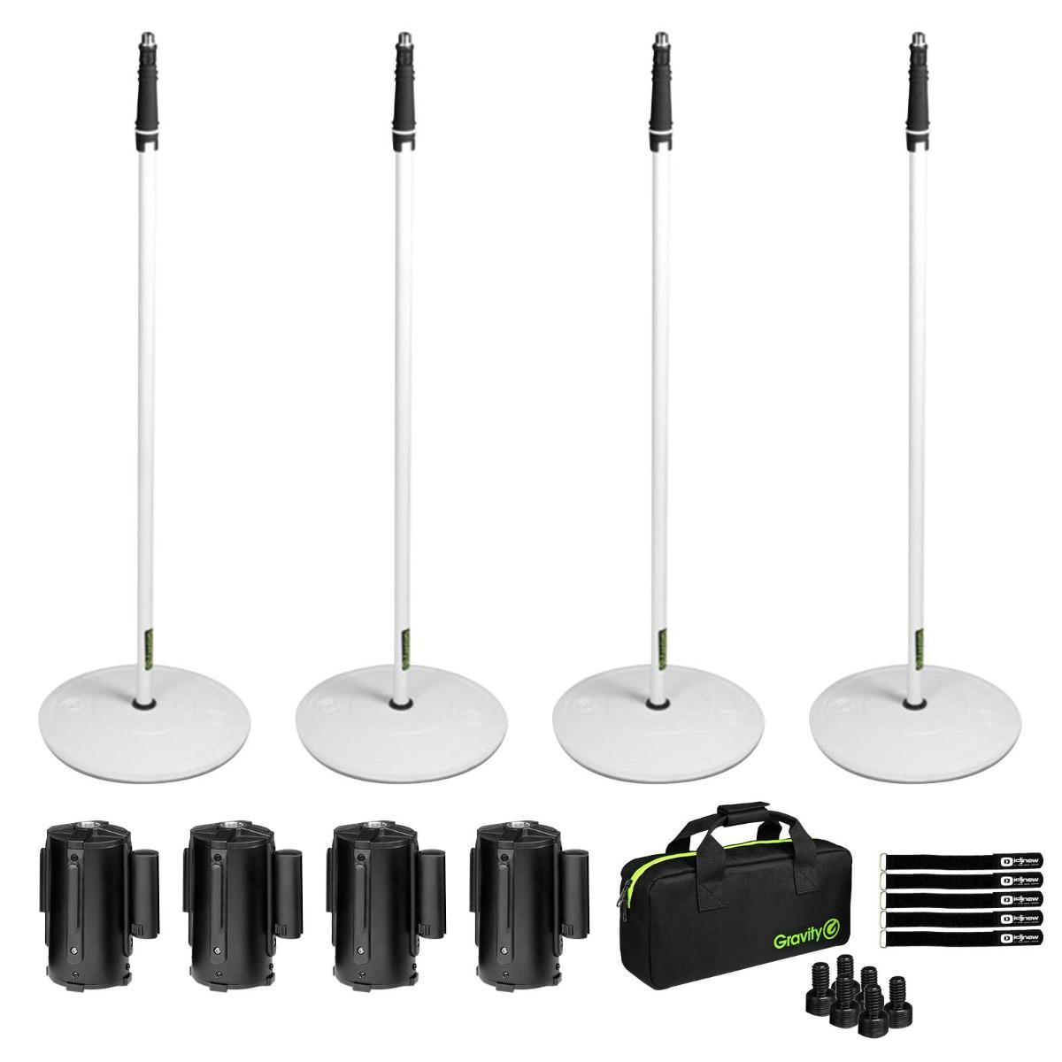 Gravity GMS23W White Round Base Microphone Stands with Retractable ...