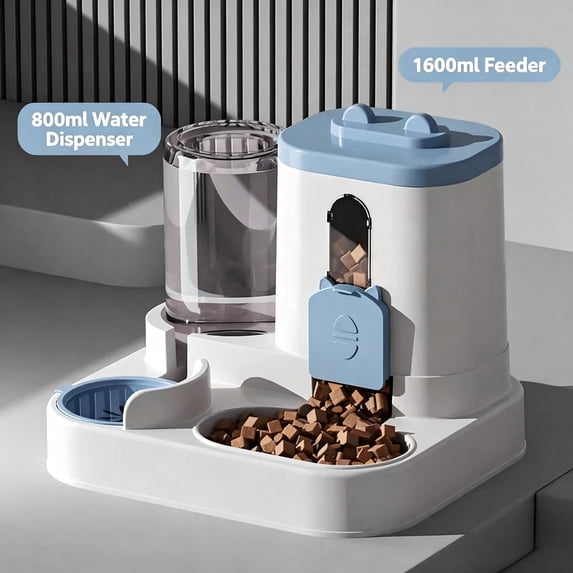 Gravity Pet Feeder Water Dispenser Cute Cat Shaped Automatic Food Water ...