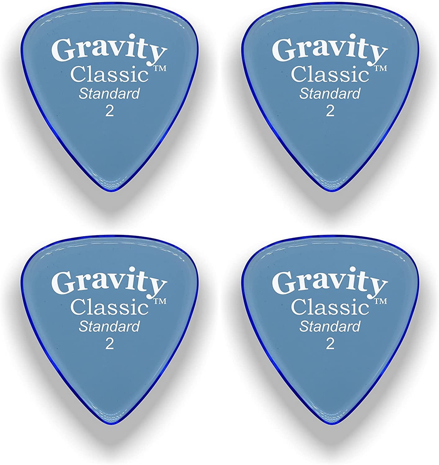 Gravity Picks GCLS2P-4pk Classic Picks, Polished, Standard Size, 2mm ...