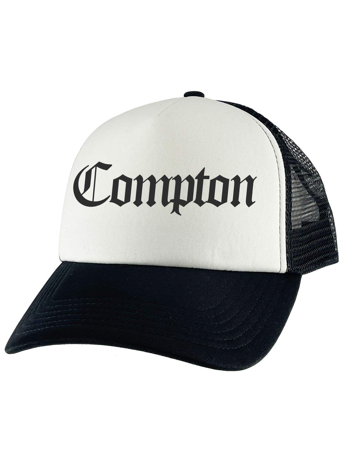 Gravity Threads Compton Old English Trucker Hat - Black/White - Walmart.com