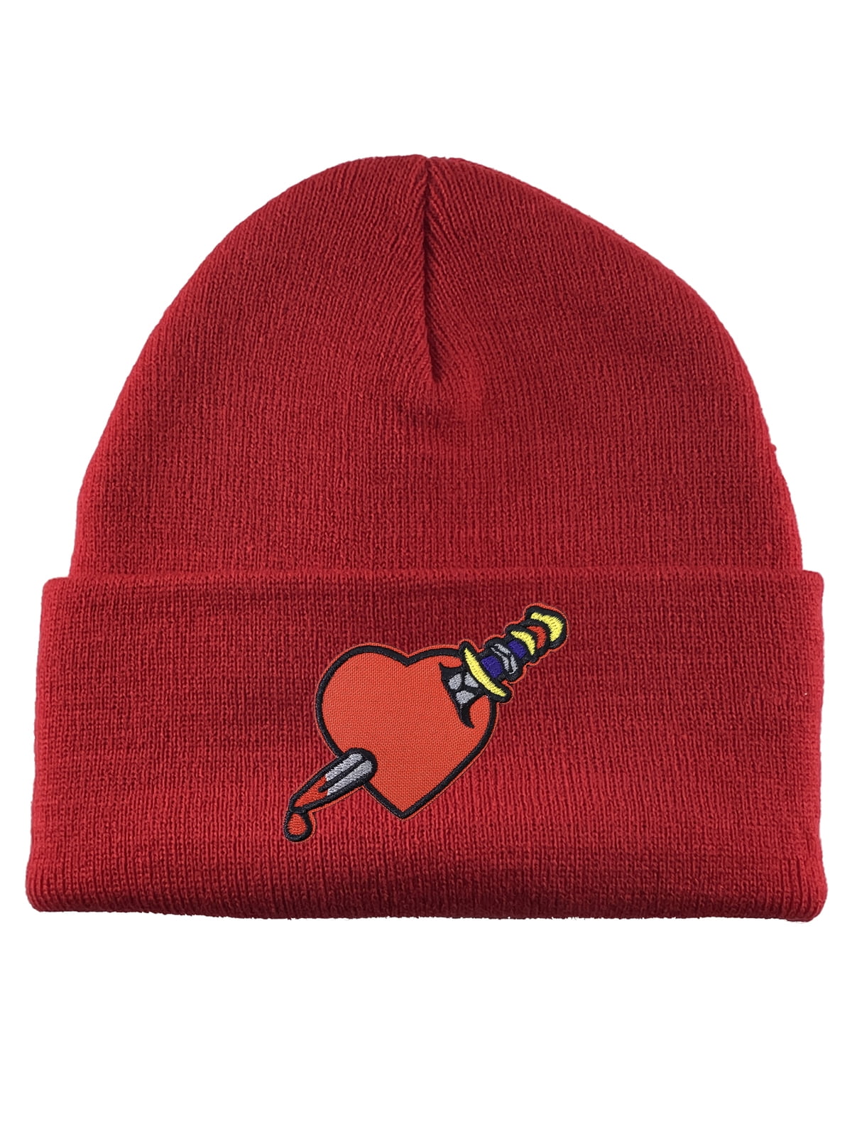 Gravity Threads Heart Stab Patch Cuffed Beanie - Red - Walmart.com