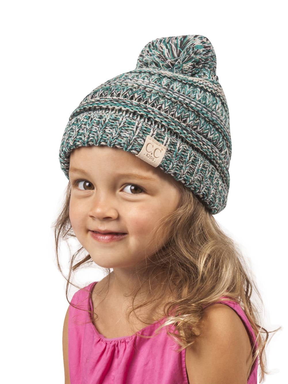 Gravity Threads Kids Beanie 4 Tone Fun w Pom- Teal/Black - Walmart.com