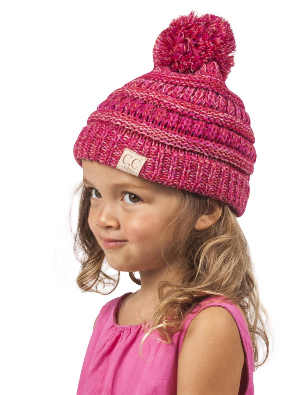 Gravity Threads Kids Beanie 4 Tone Fun w Pom- Red/Hot Pink - Walmart.com