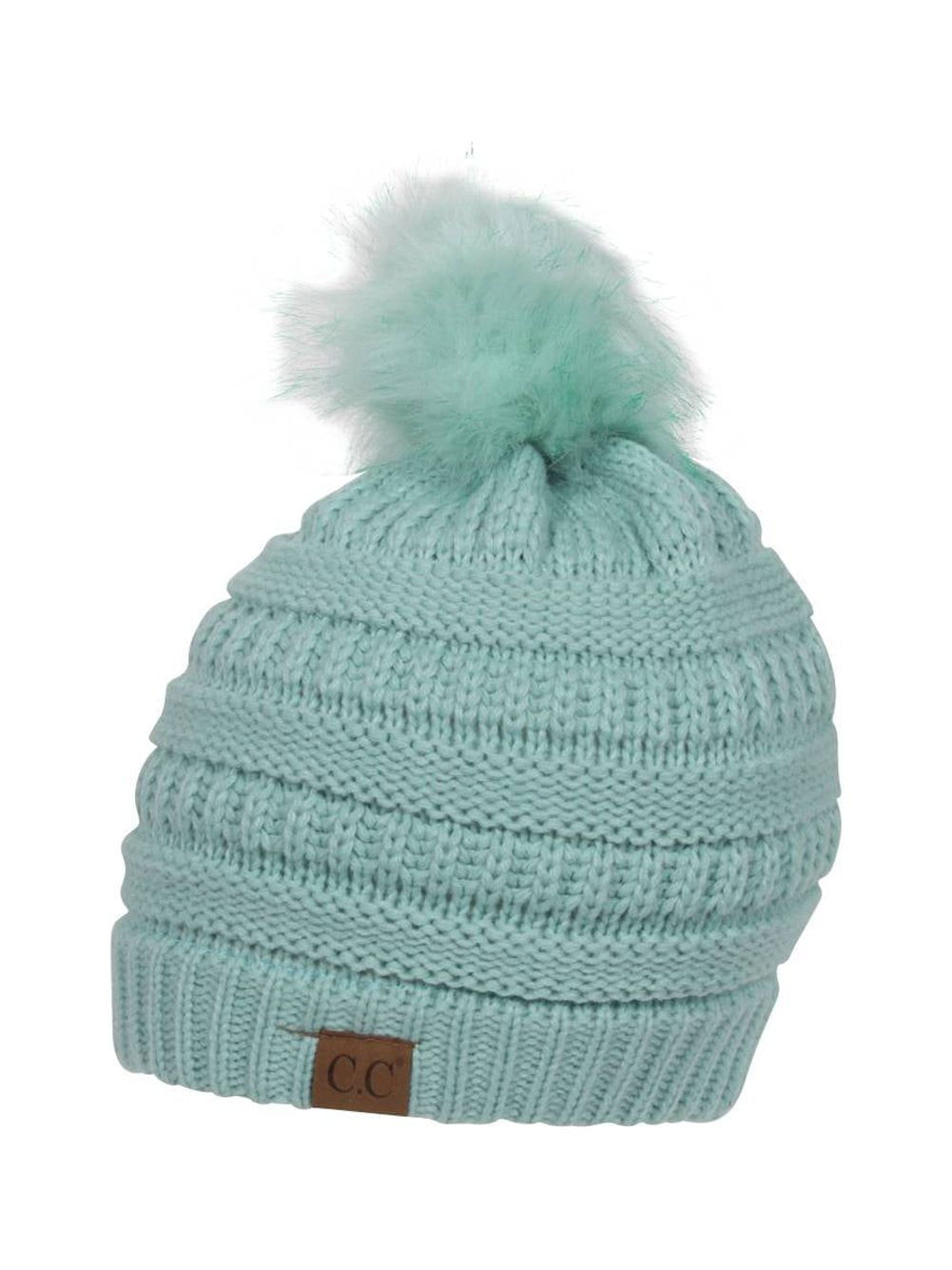 Gravity Threads Knit Pom Pom Beanie Hat - Mint - Walmart.com