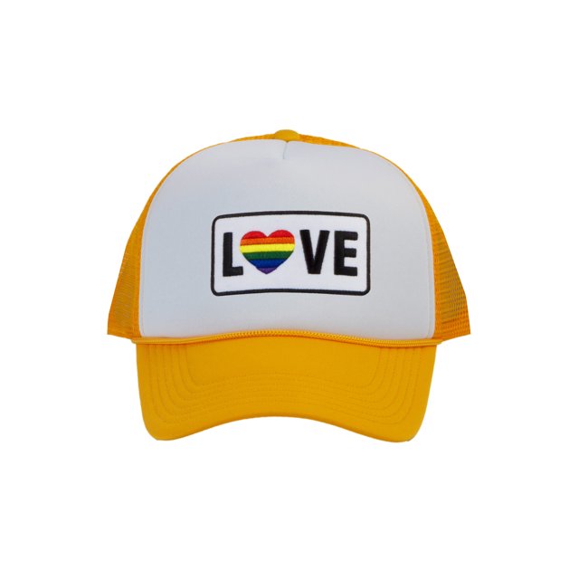 Gravity Threads LGBTQ+ Love Rainbow Heart Patch Trucker Hat - White/Gold - Walmart.com