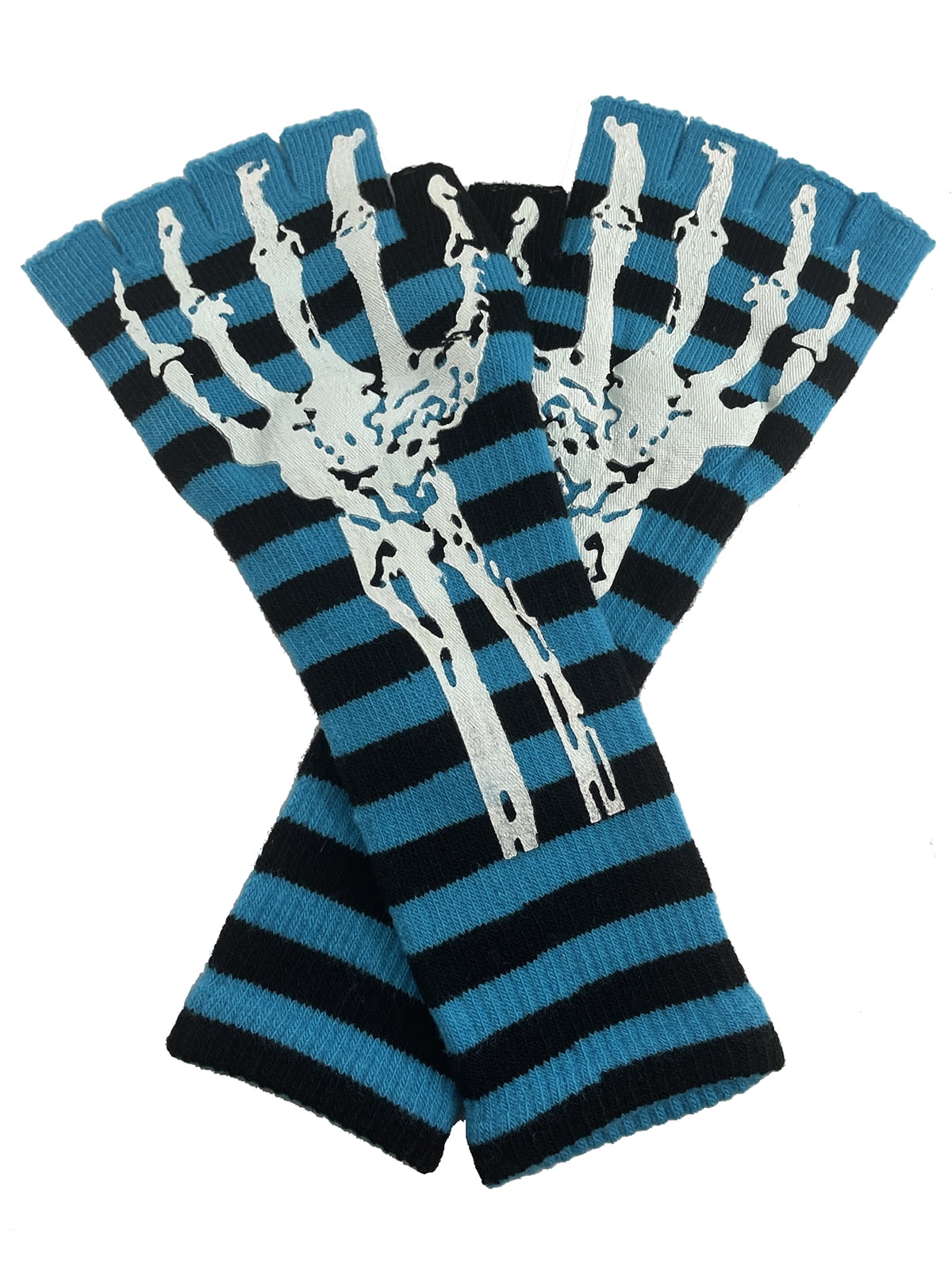 Gravity Threads Long 11" Knit Warm Skeleton Fingerless Gloves ...
