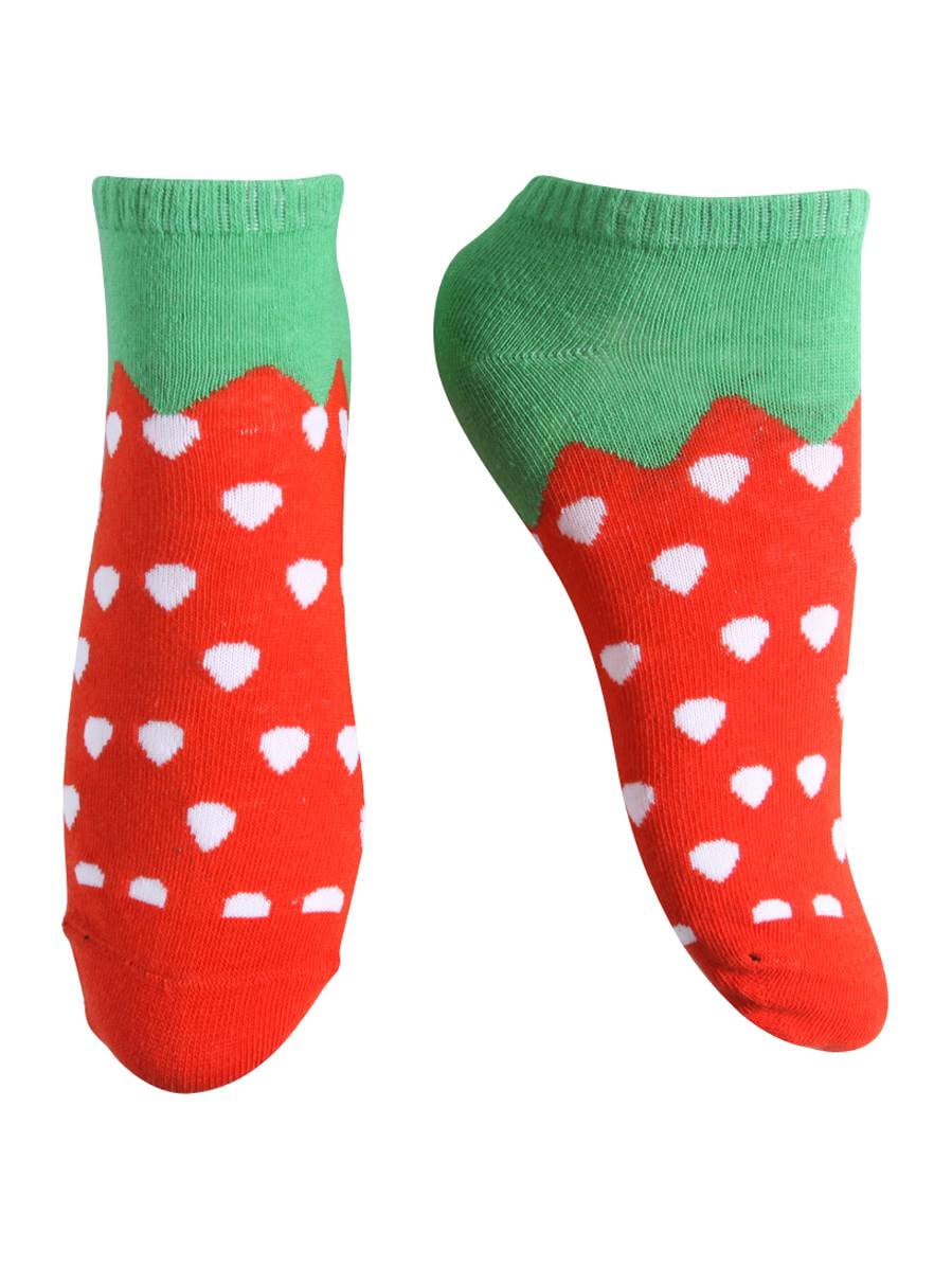 Gravity Threads Pattern Design Ankle Length Socks, Strawberry 4 set ...