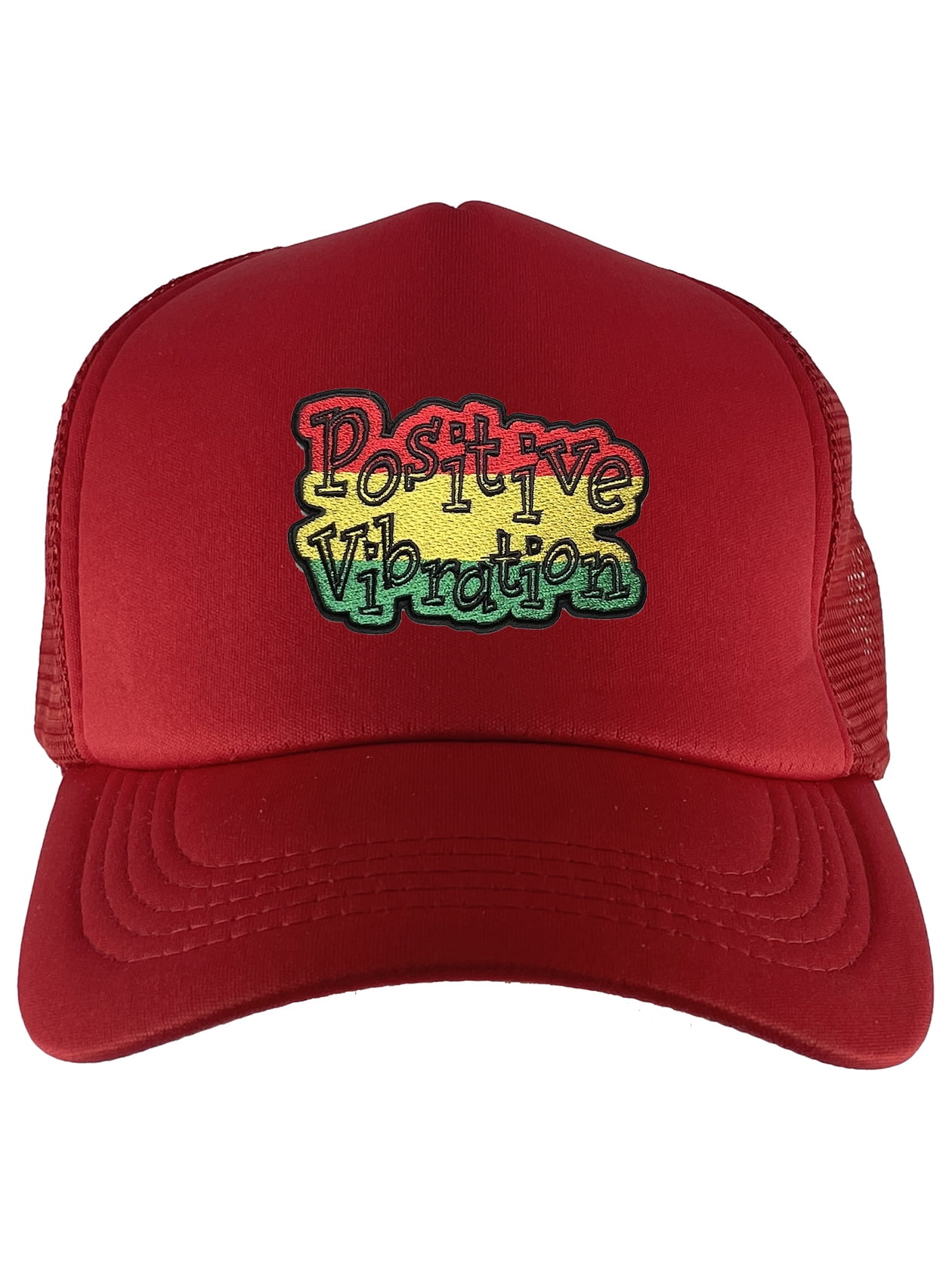 Gravity Threads Positive Vibration Patch Adjustable Trucker Hat - Red ...