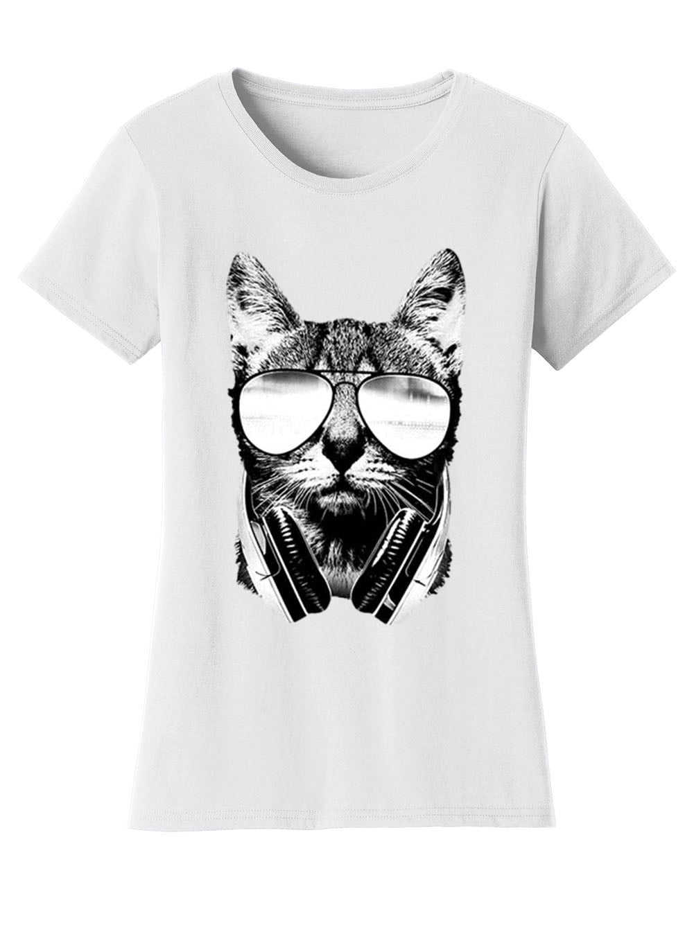 Gravity Trading Womens Cool DJ Cat Solar Color Changing Shirt Sun Tee ...