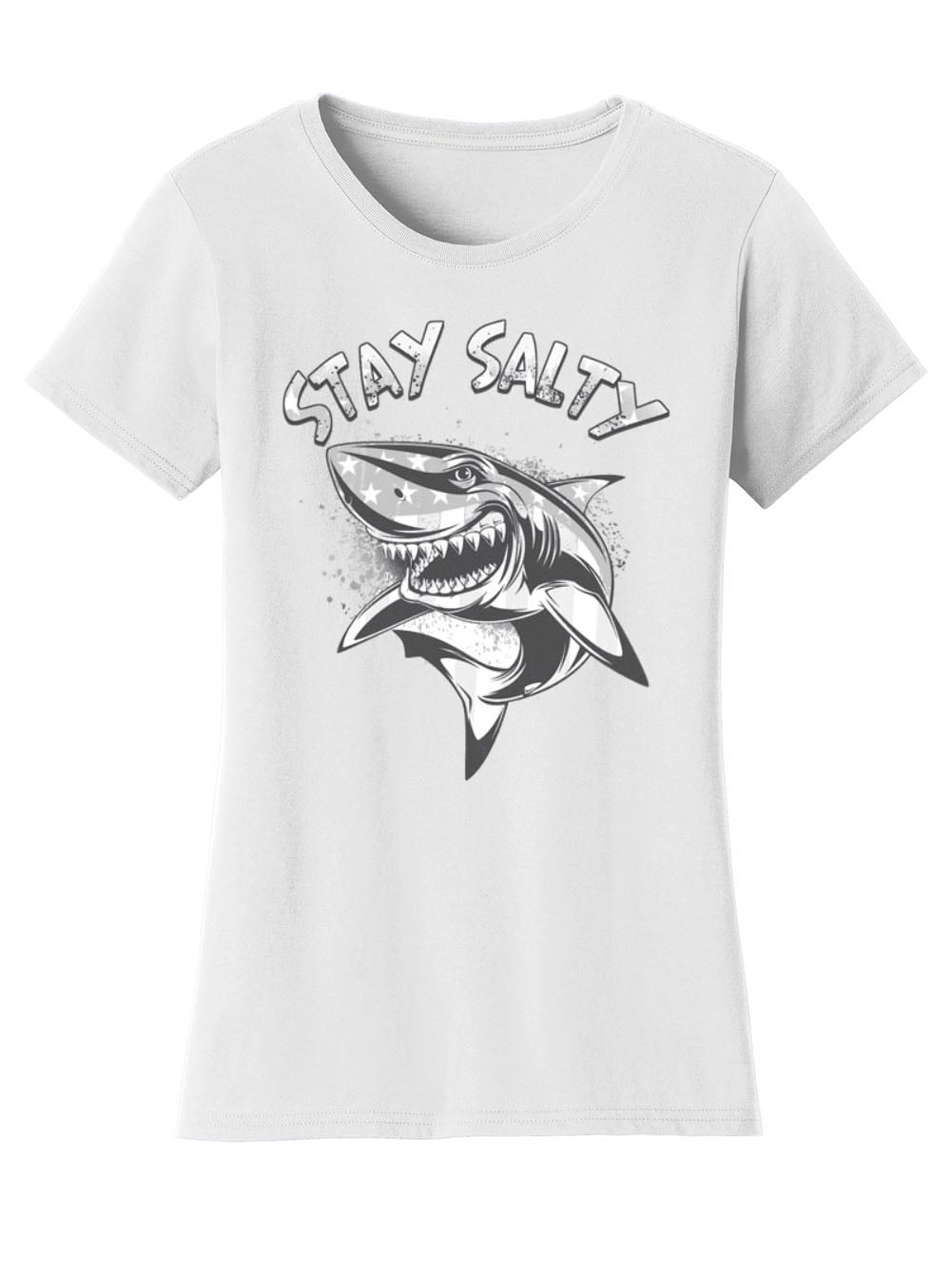 Gravity Trading Womens Stay Salty USA Shark Solar Color Changing Shirt ...