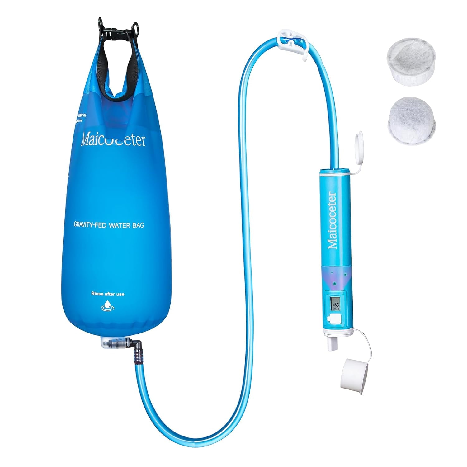 Üν Gravity Water Filter Straw with 2 Gallon Bag and LED Display ...