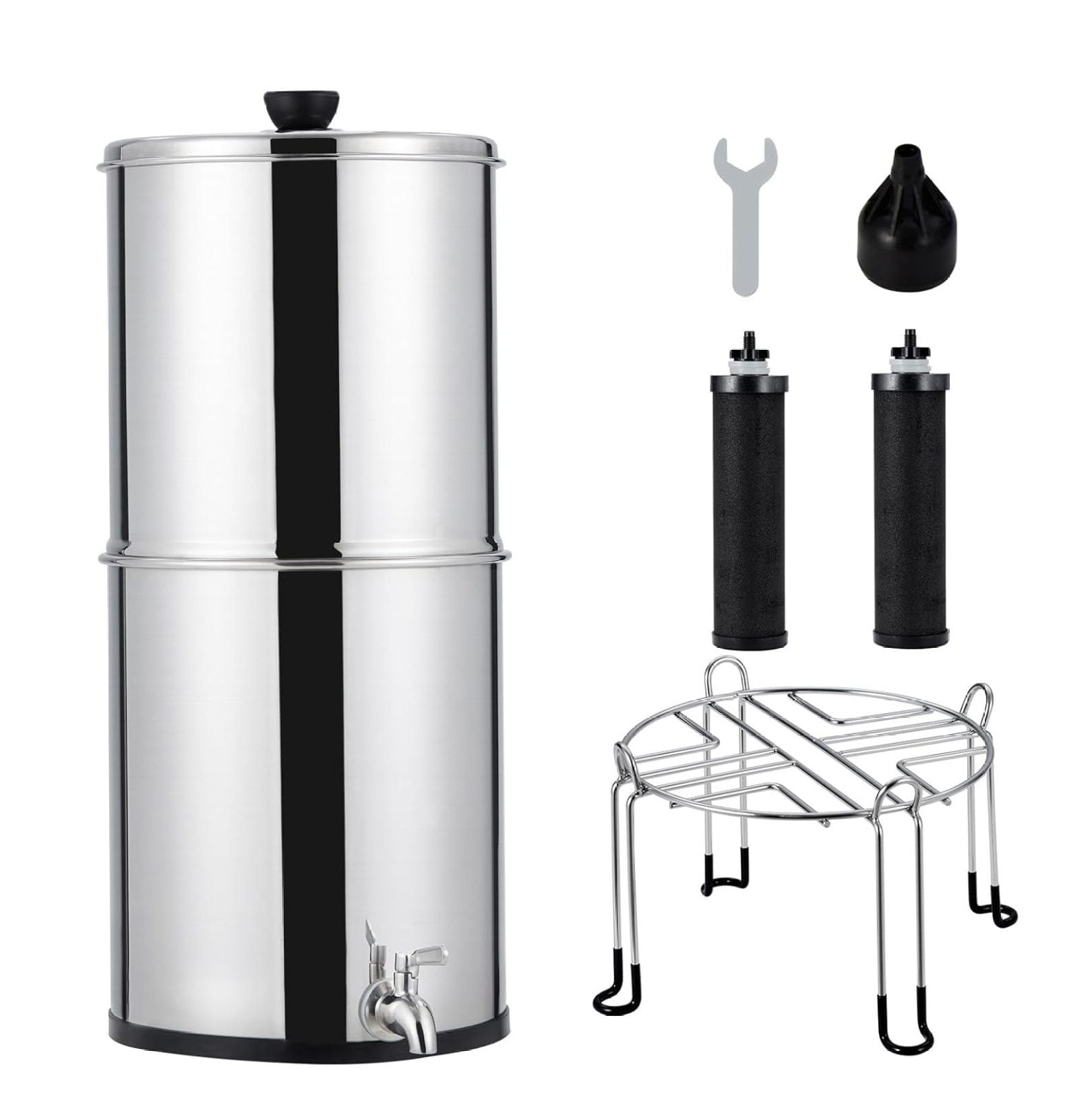 Gravity Water Filter System 304 Stainless Steel with 2 Black Carbon ...