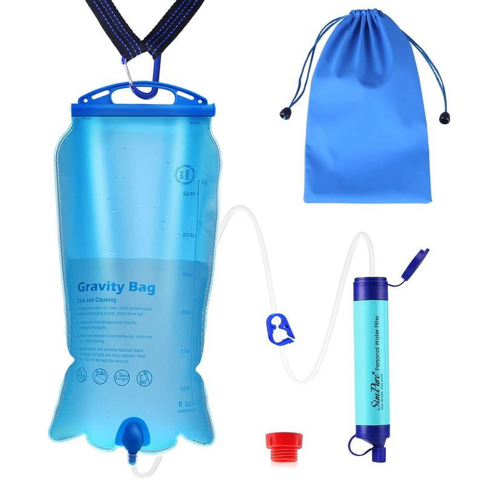 Gravity Water Filter with 3L Gravity Bag, Tree Strap, BPA Free Survival ...