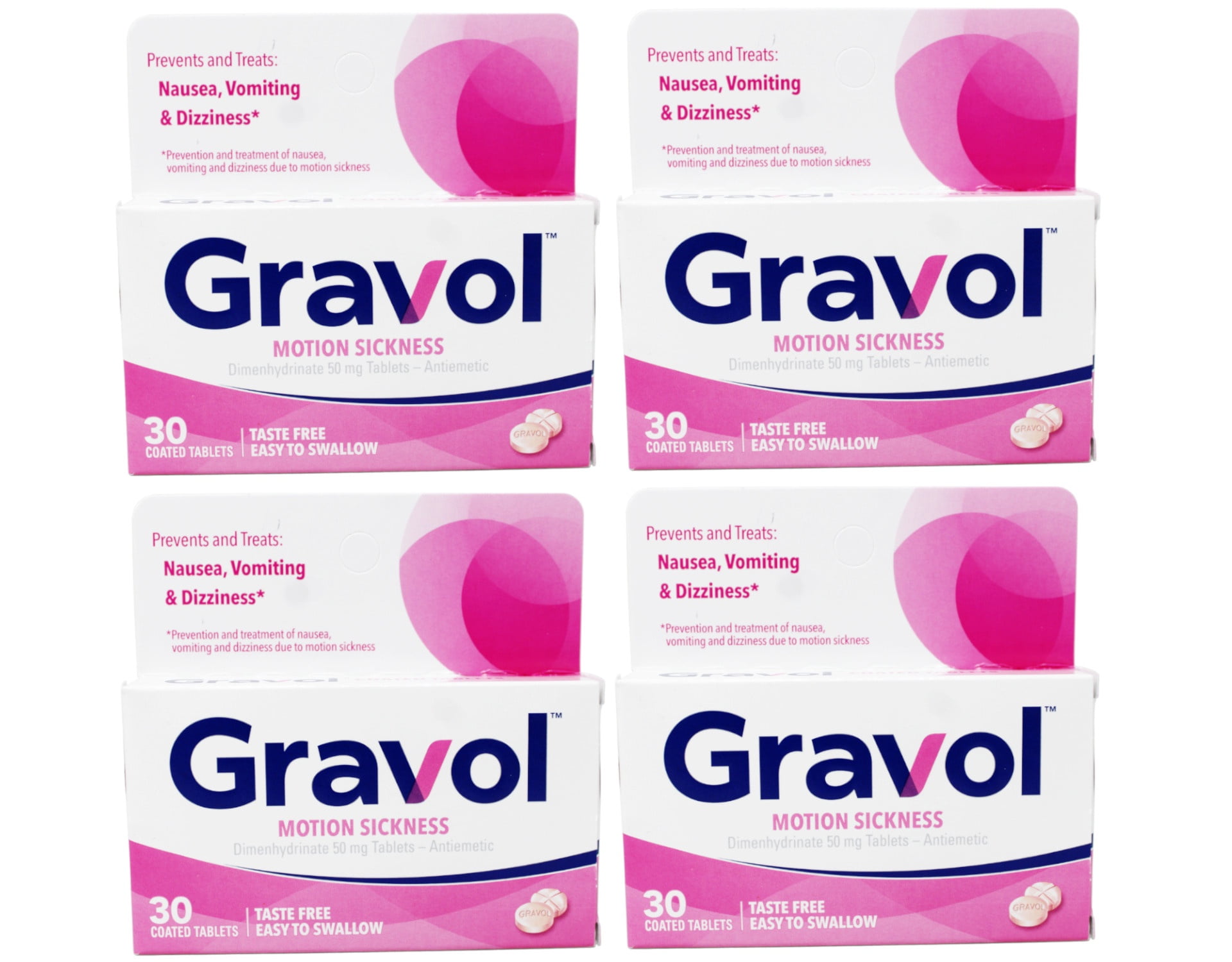 Gravol Motion Sickness Relief and Nausea Prevention, Easy to Swallow Coated Tablets, Anti-Nausea ...