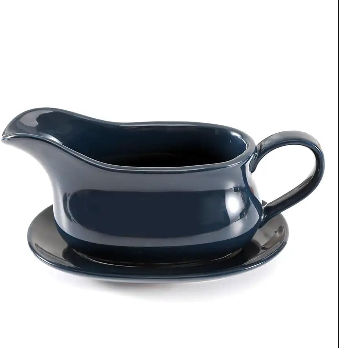 Gravy Boat & Saucer, 15 oz, Ceramic Serving Dish, Dispenser with Tray ...