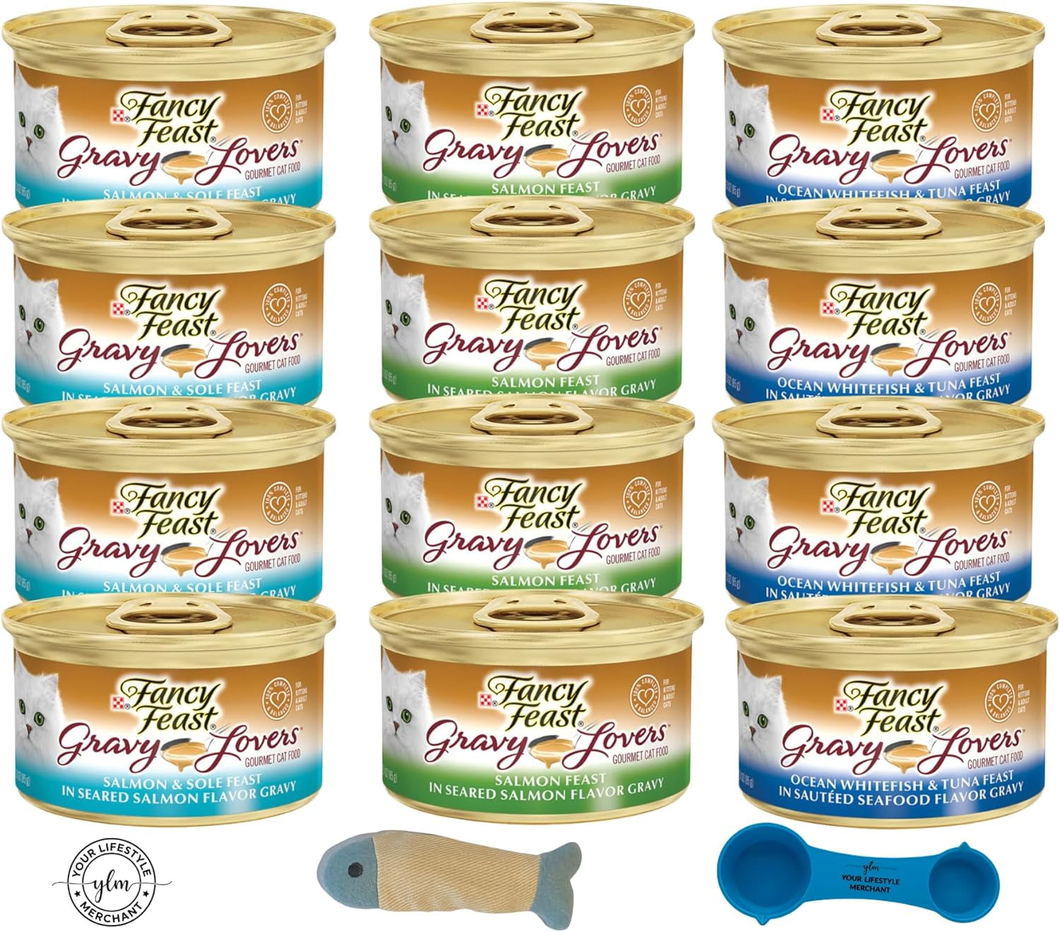 Gravy Lovers Seafood Variety Pack Bundle Catnip Fish & YLM Measuring ...