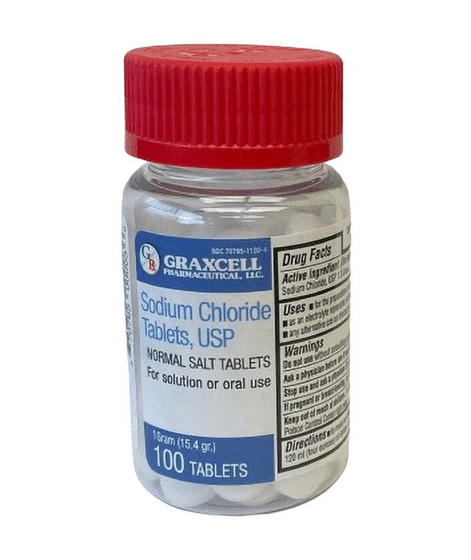 Graxcell Pharmaceuticals Sodium Chloride 1 Gram 100 Count Tablets ...