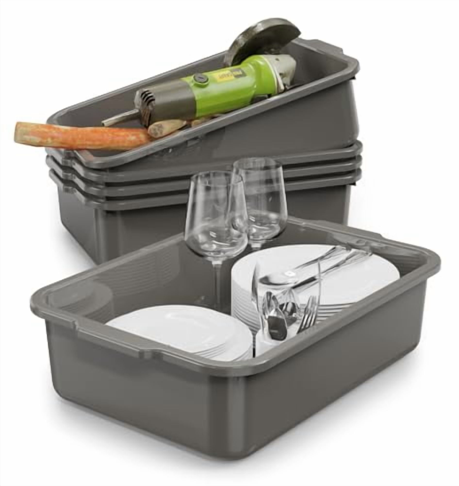 Gray 13 L Commercial Bus Tubs/Tote Box, Plastic Storage Wash Basin Tub ...