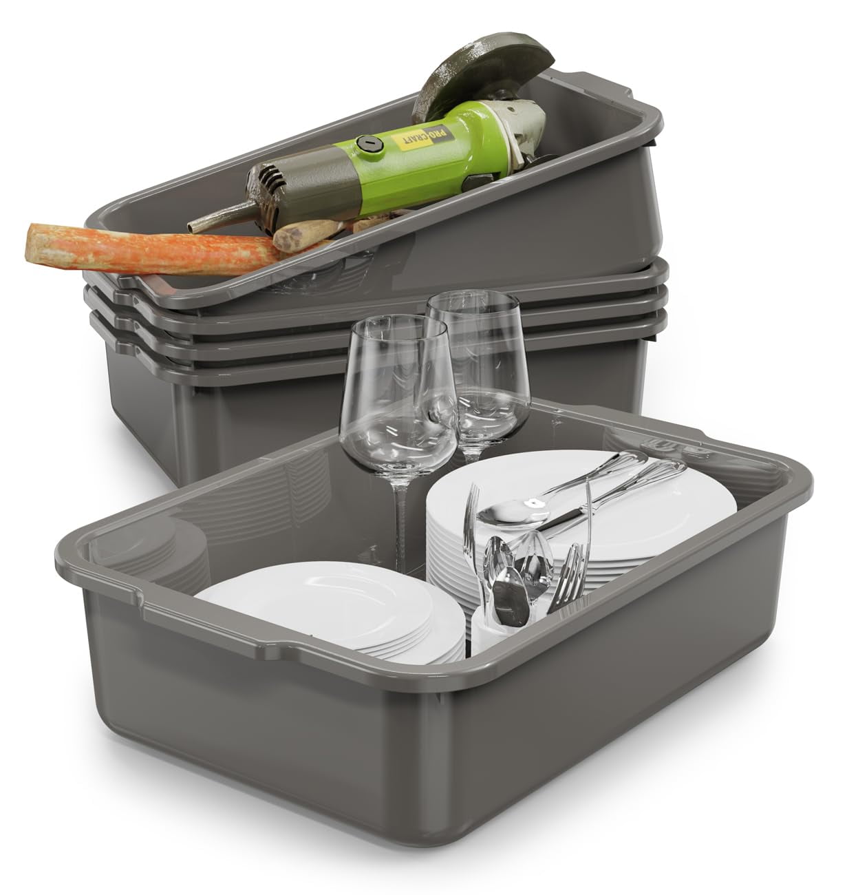 Gray 13 L Commercial Bus Tubs/Tote Box, Plastic Storage Wash Basin Tub ...