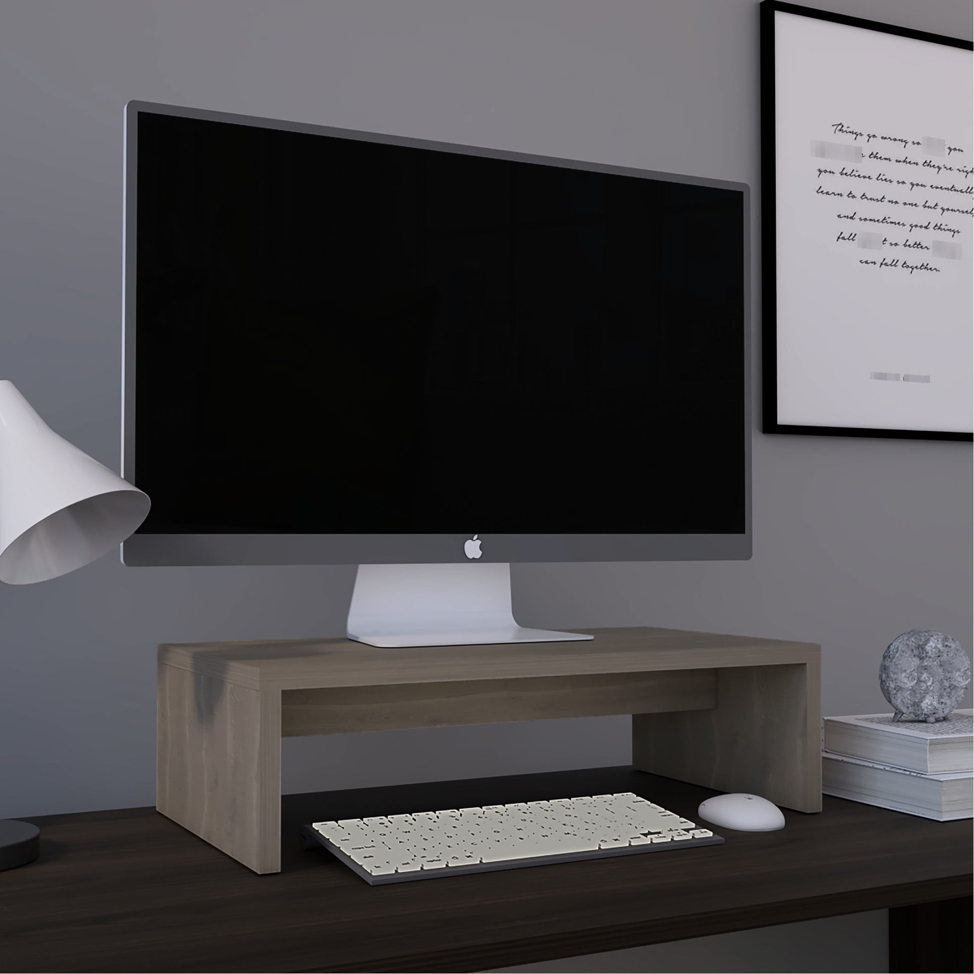 Gray 19" Desk Stand For Monitor, Laptop, Ergonomic Benefits, Stable ...