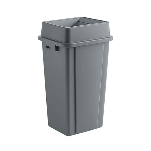 Gray 23‑Gallon Square Garbage Can with Lid - Heavy‑Duty Plastic ...