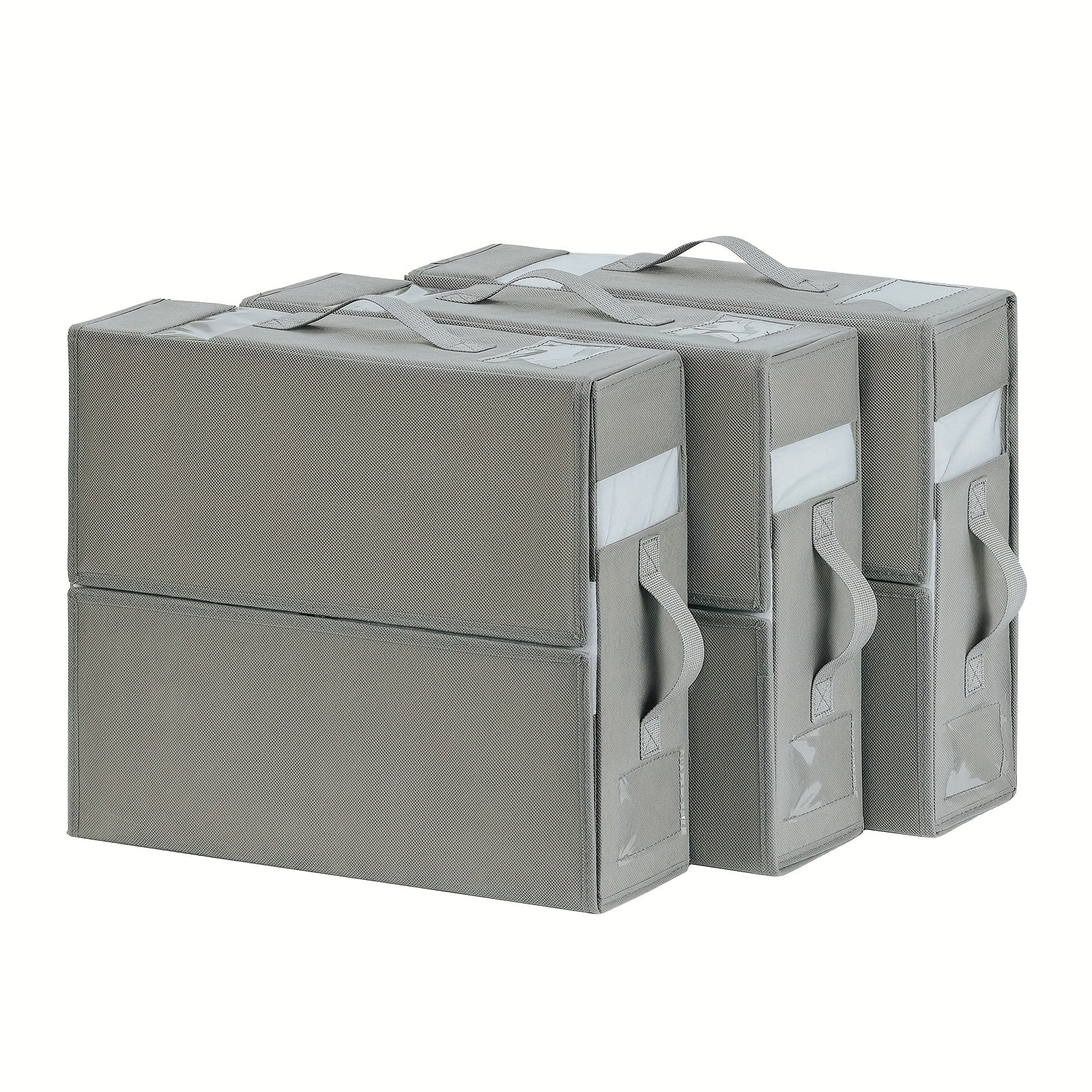 Gray 3/6-Pack Foldable Fabric Sheet Organizers with Clear Window ...