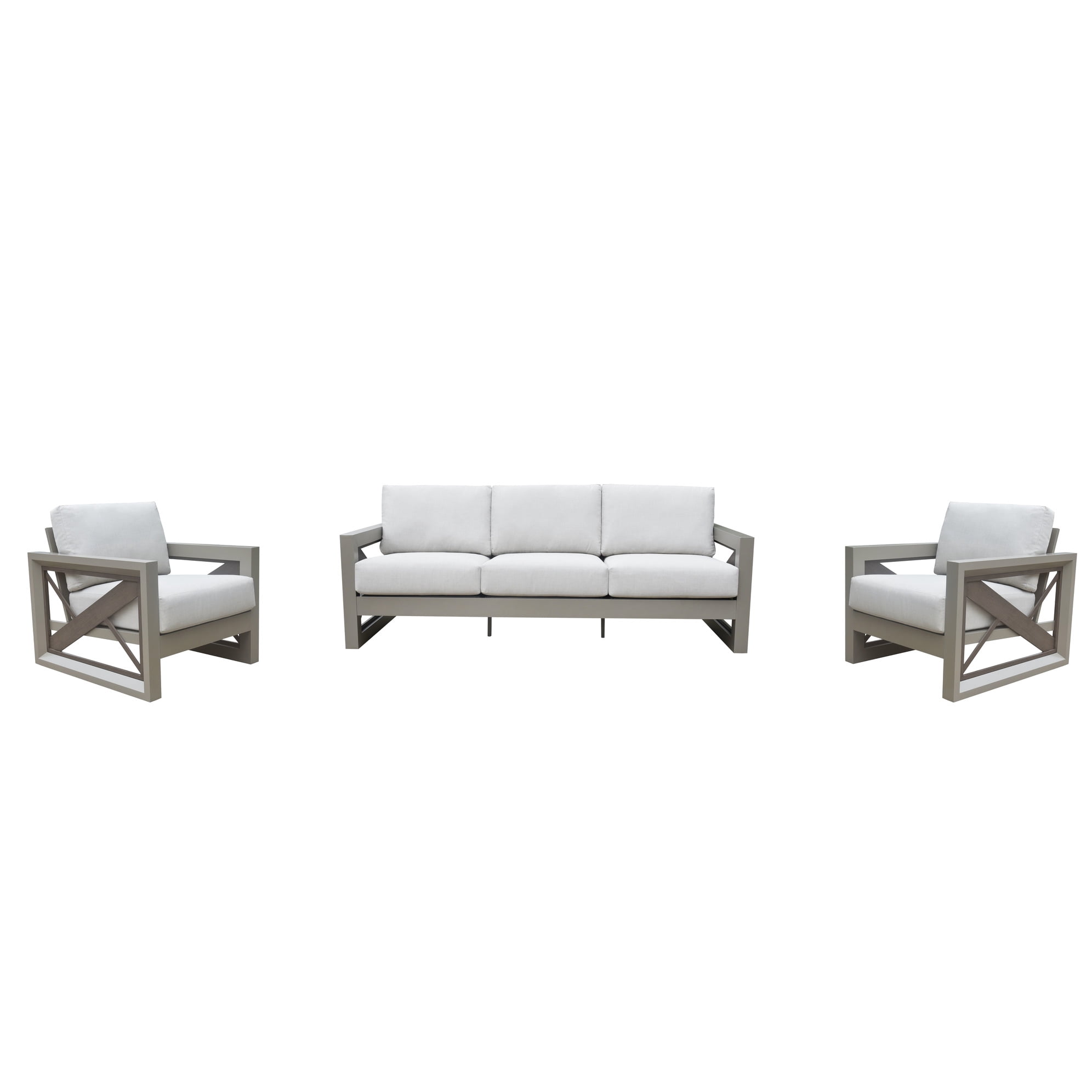 Gray 3 Piece Outdoor Furniture - Lightweight & Aluminum Hand Brushed ...