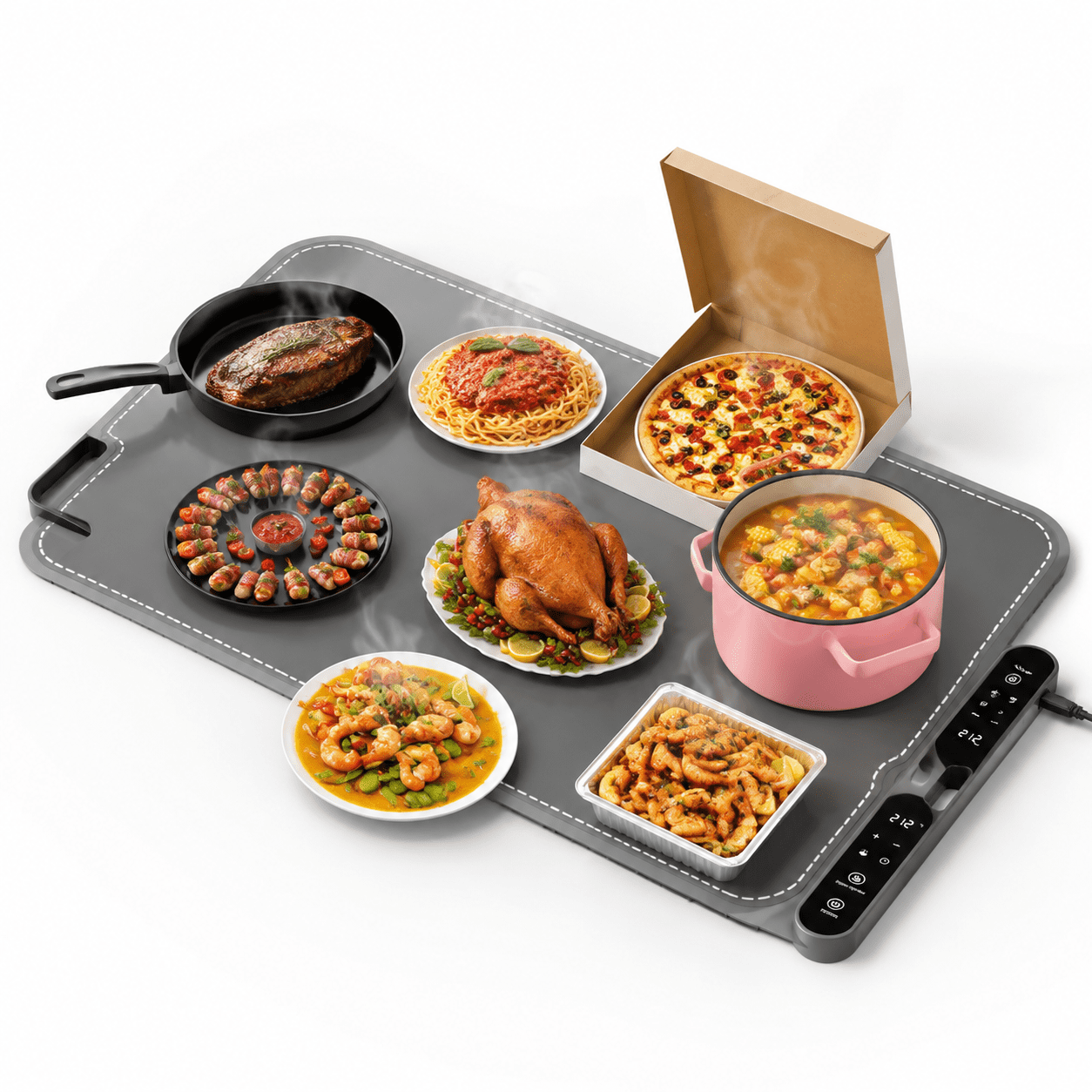 Gray 32''X15'' Electric Portable Roll-up Food Warmer Tray with Temp ...