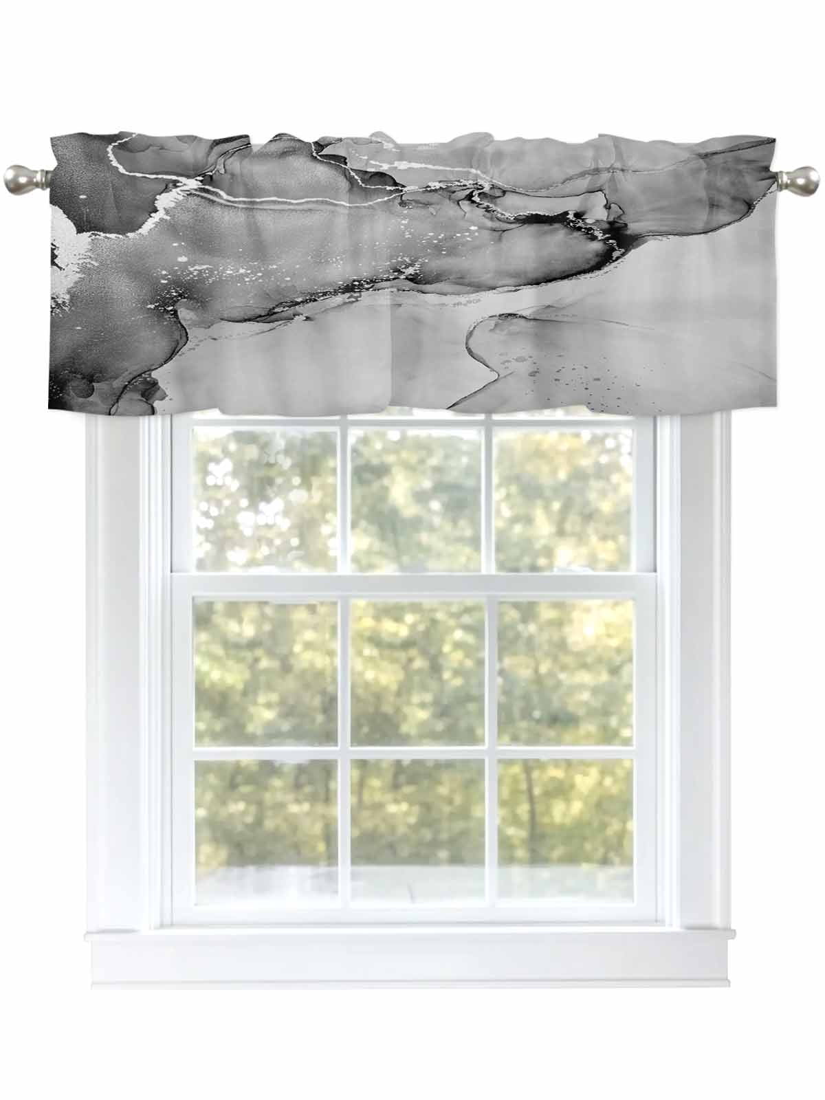 Gray Abstract Valances for Windows Silver Marble Ripples Clouds Luxury ...
