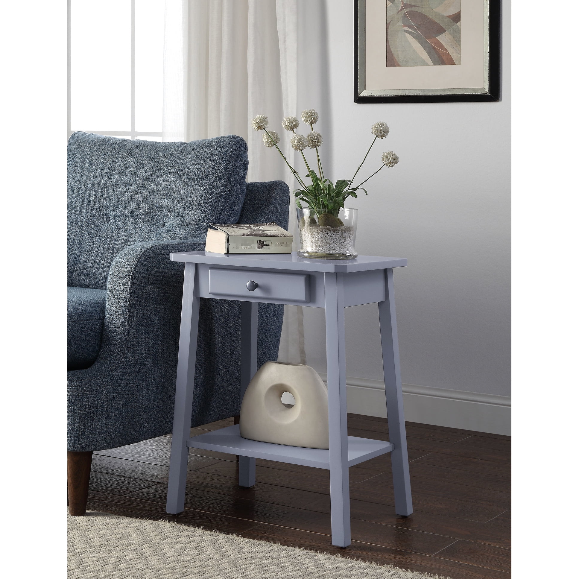 Gray Accent Table With Practical And Stylish Features - 15"w X 10"d 13 ...