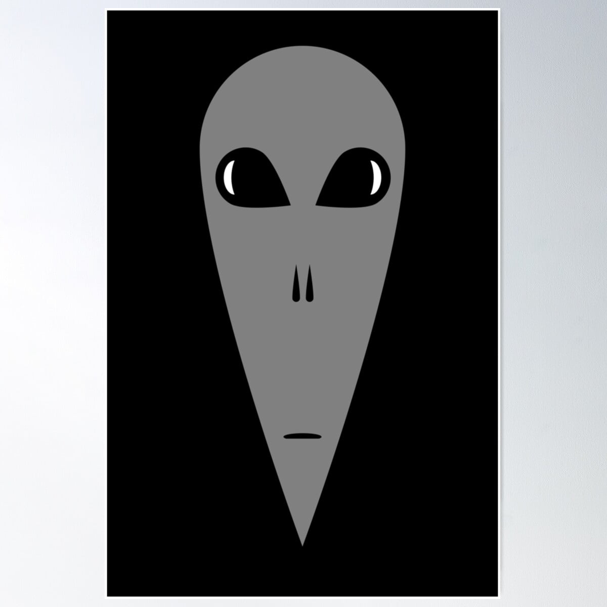 Gray Alien Head - Gray Poster Wall Art, Modern Wall Decor For Living ...