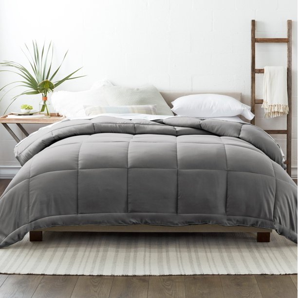 Noble Linens Gray All Season Alternative Down Solid Comforter, Full ...