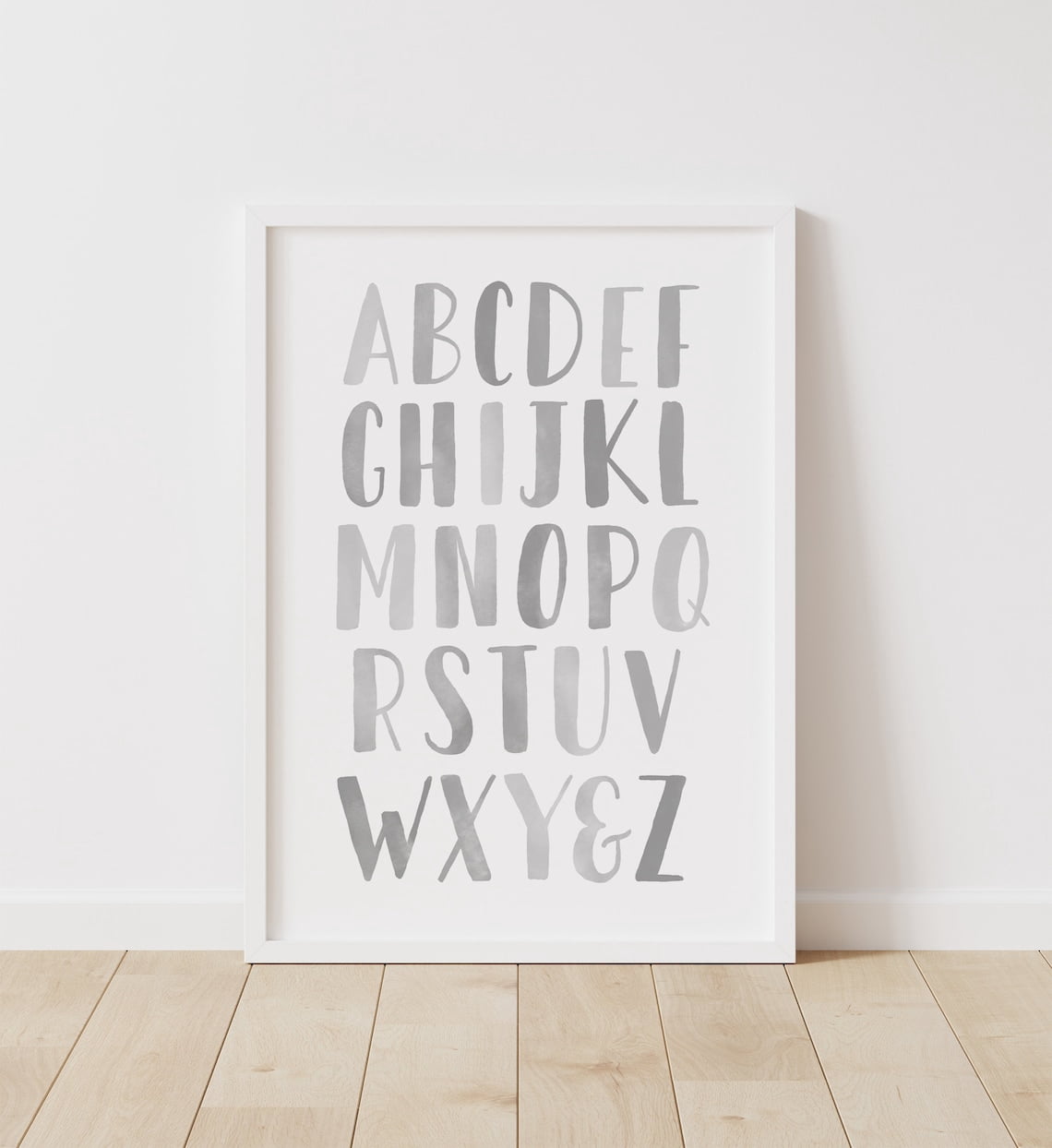 Gray Alphabet Abc Poster Educational Wall Art Room Decor Neutral ...