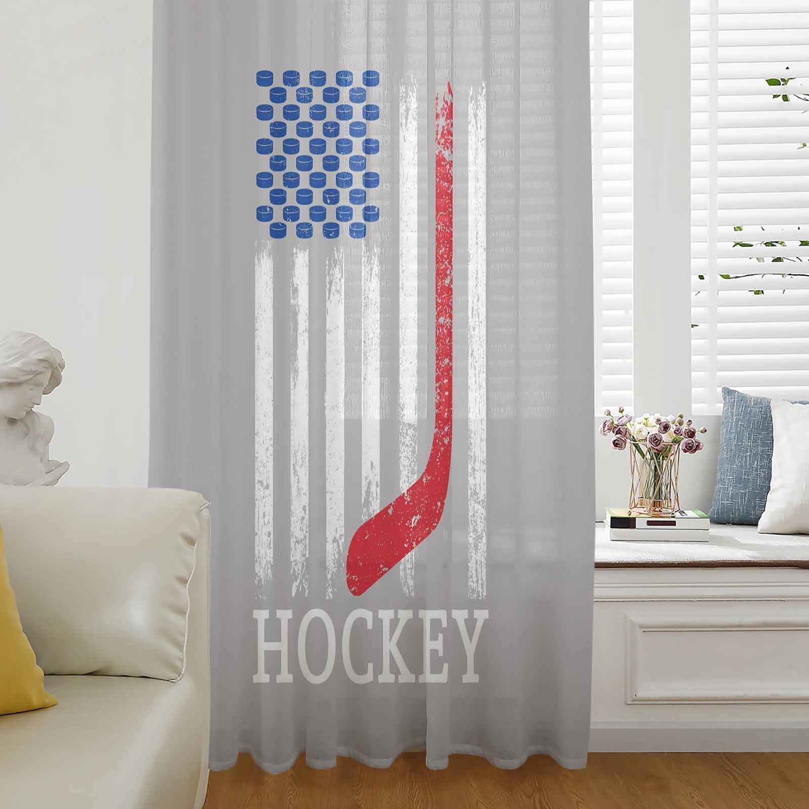 Gray American Flag Semi Sheer Curtains Drapes for Living Room,Bedroom ...