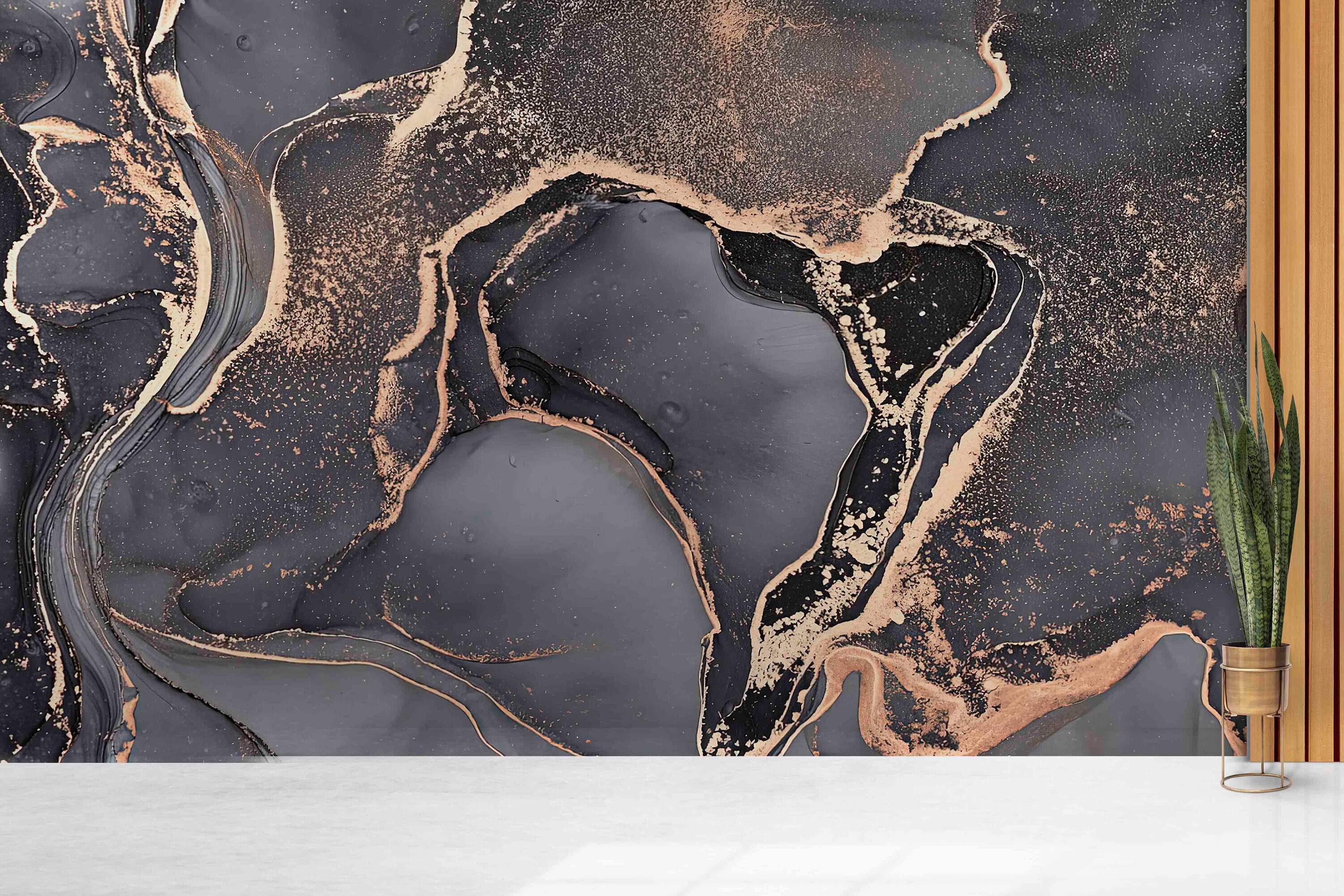 Gray And Gold Marble, Custom Wallpaper, 3d Wallpaper, Marble Wall Print ...