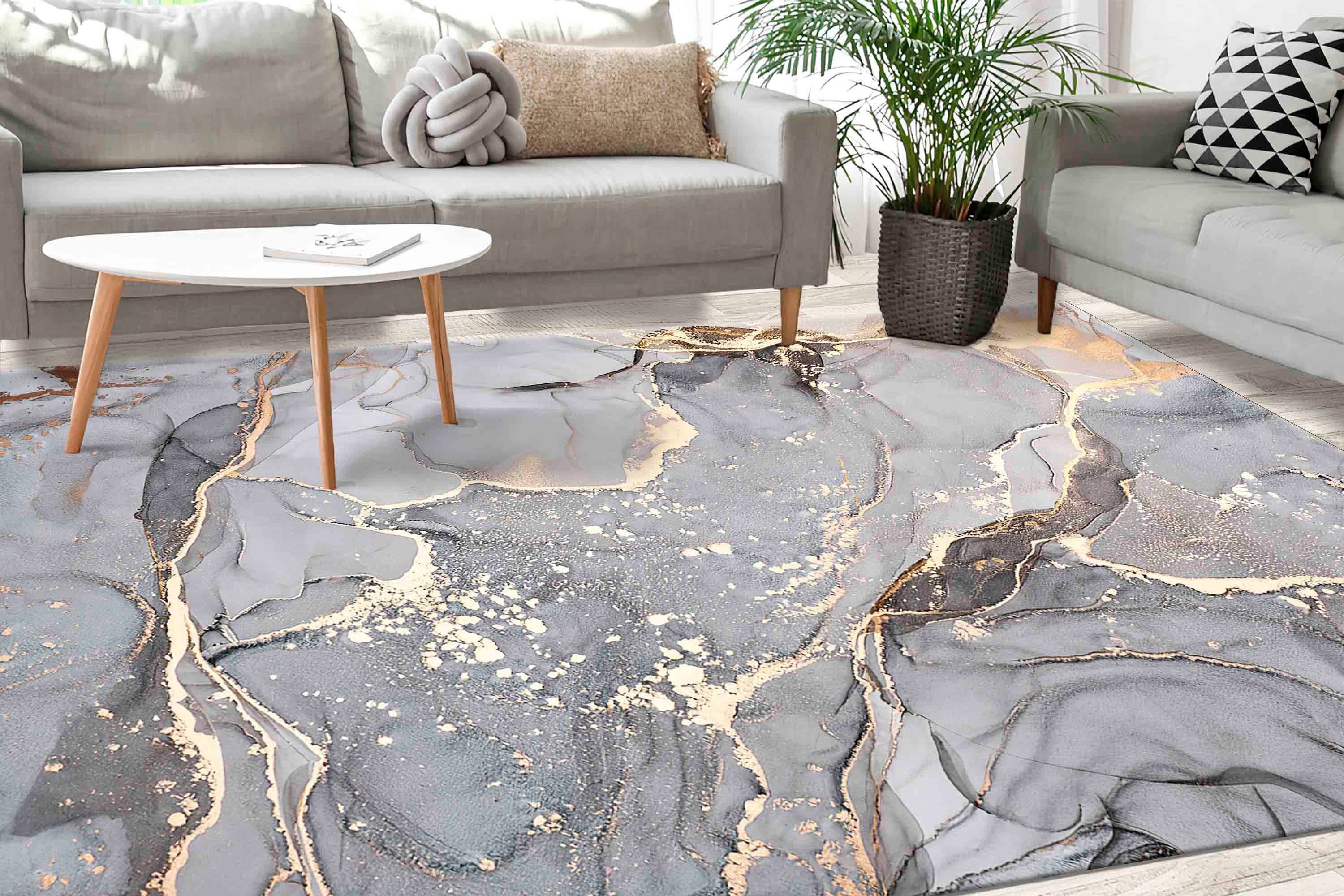 Gray And Gold Marble Rugs, Shimmery Rugs, Alcohol Ink Rug, Personalized ...