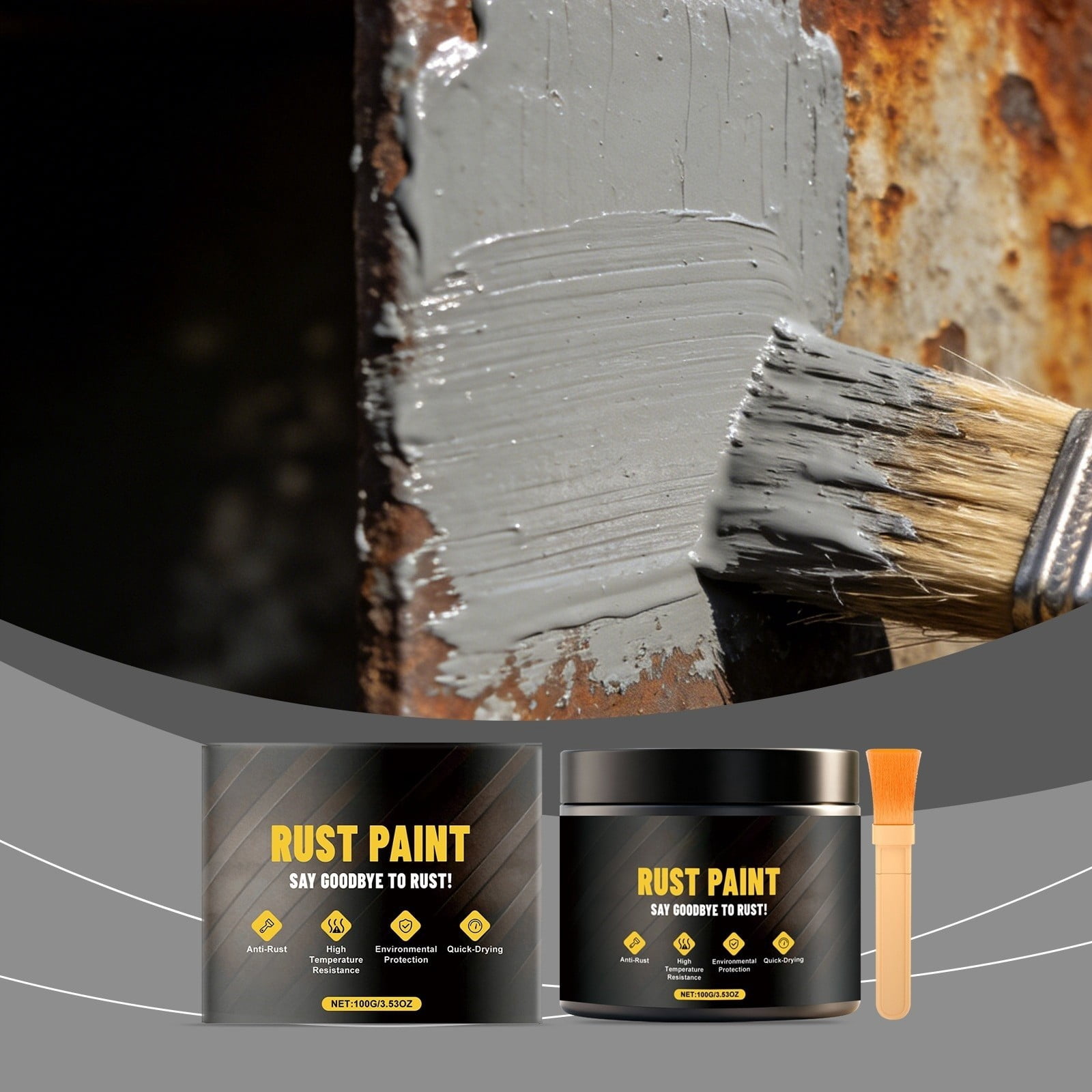Gray Anti Rust Paint 100ml, Metal Primer and Rust Converter with Brush ...