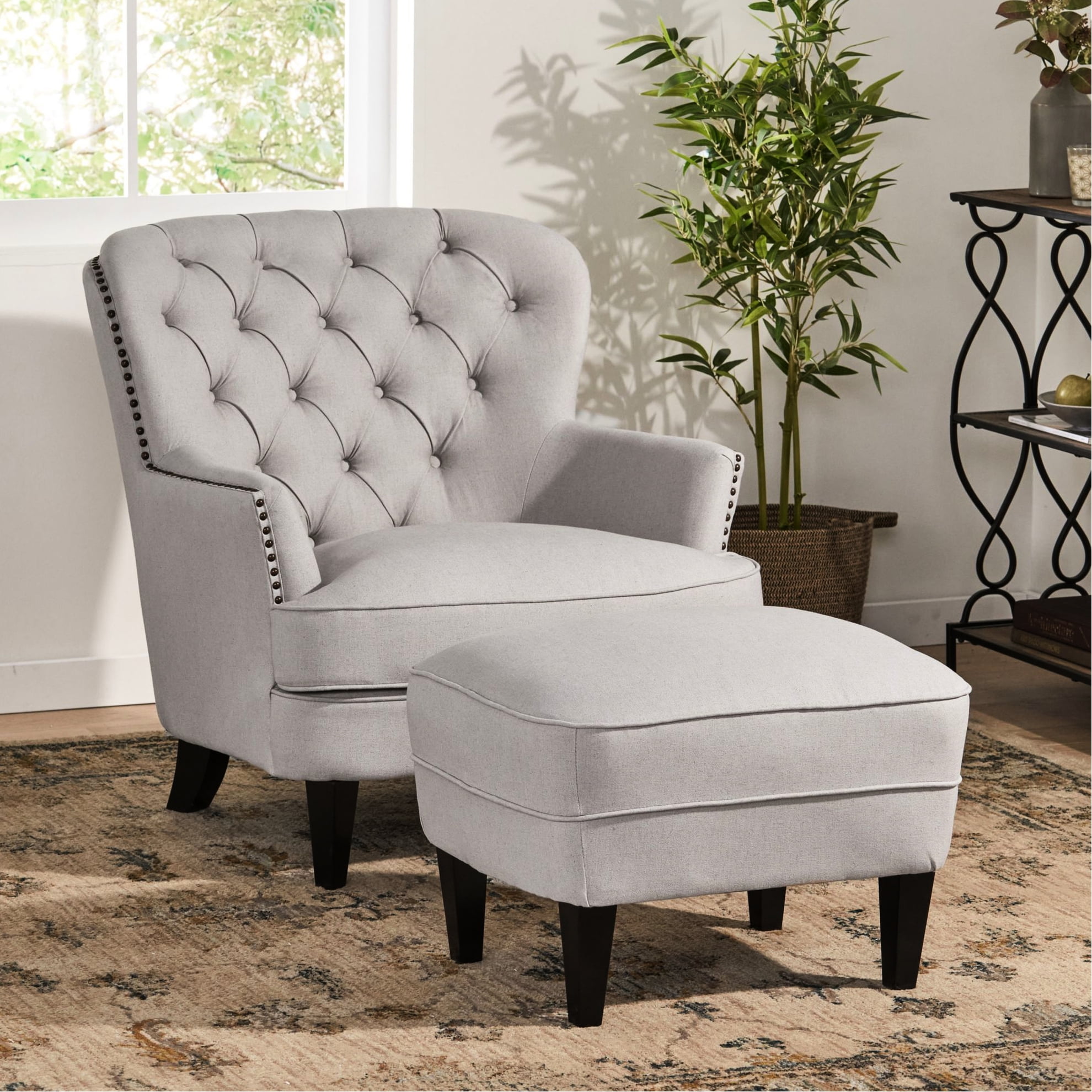 Gray Armchair And , Mid-century Modern Design, Soft Seating Surface, 32 ...