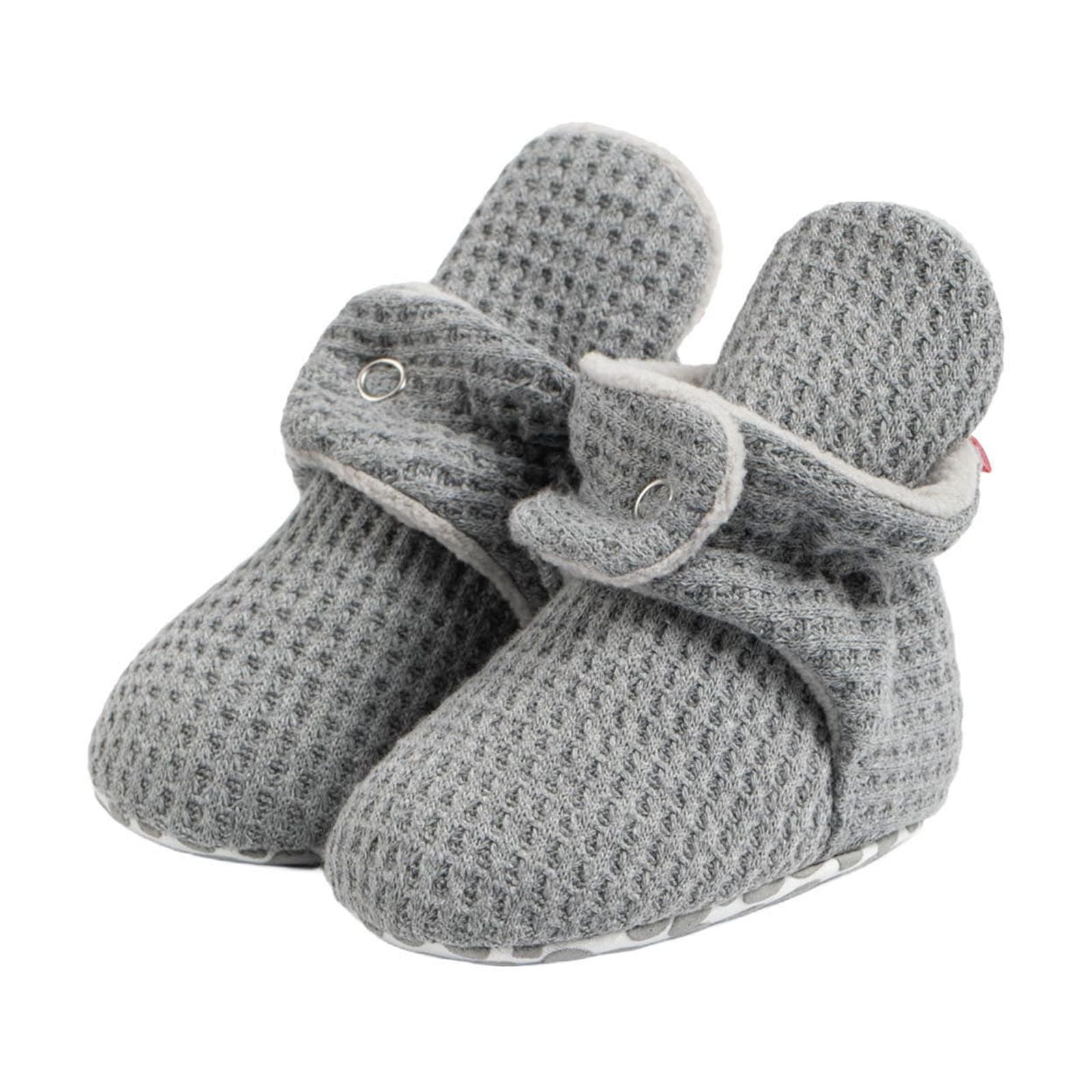 Gray Baby Booties With Bee Decoration For Fall And Winter Non-Slip ...